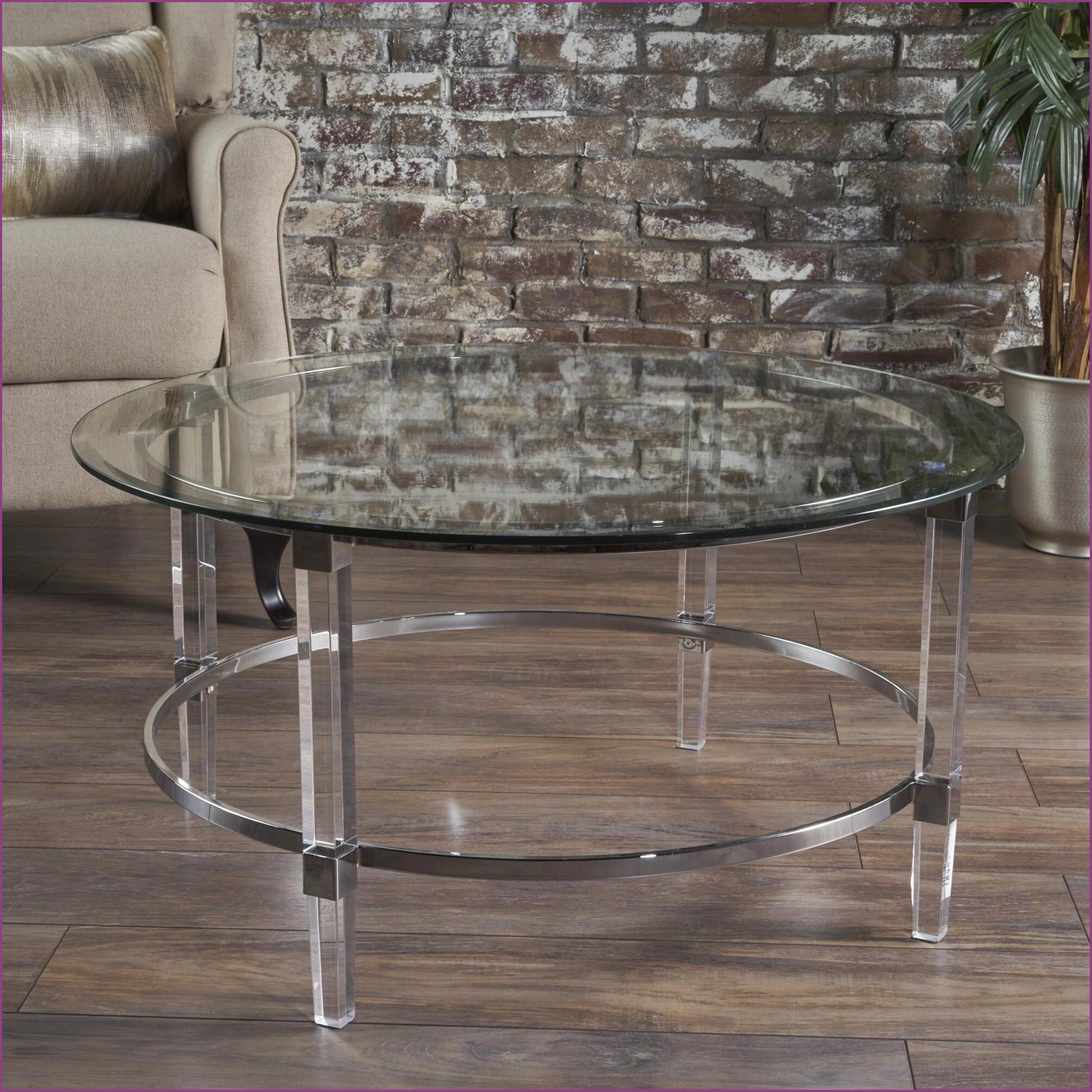 Watnature Clear Tempered Glass Round Coffee Table 35.5 D Space Saving ...