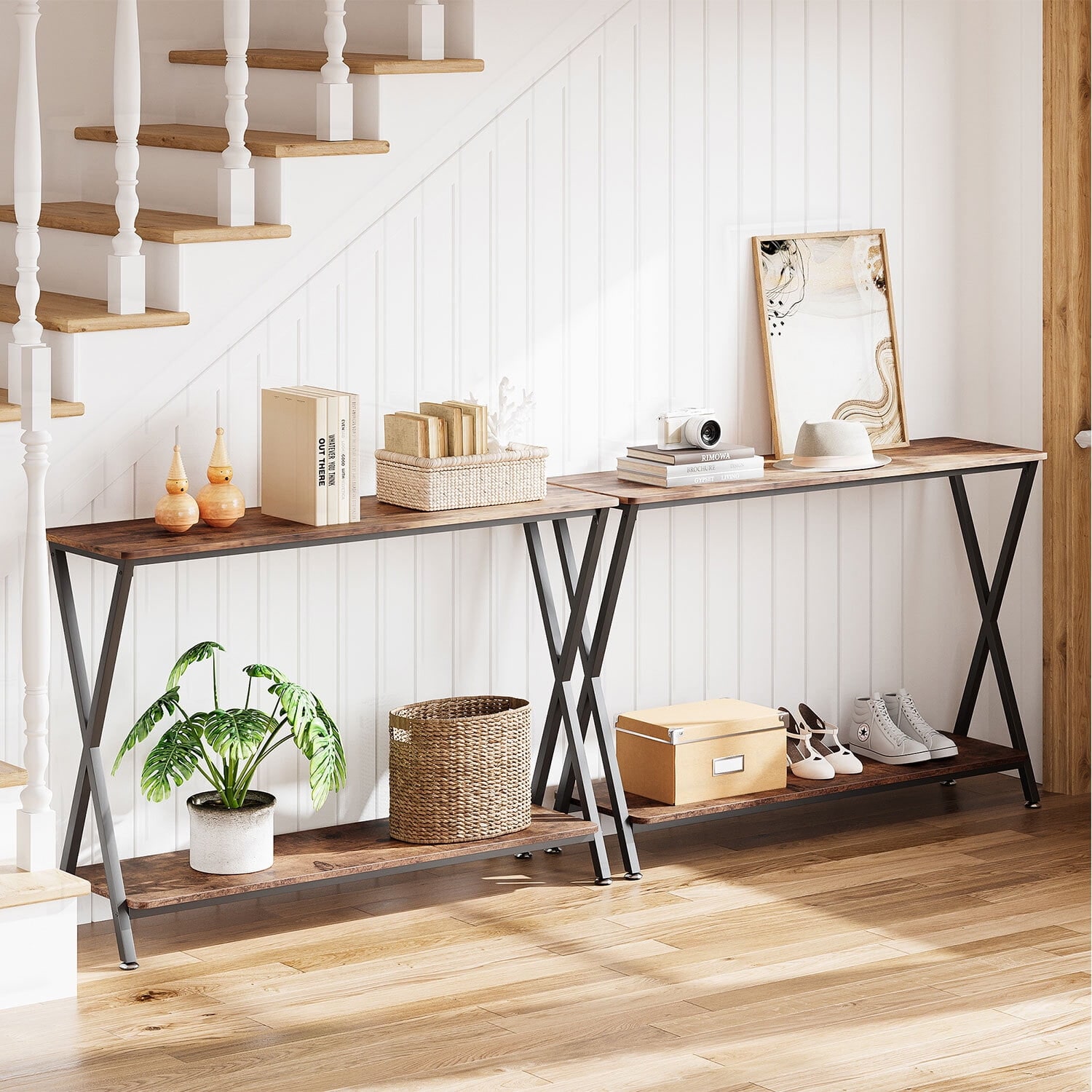 GAOMON Console Table-Narrow Entryway Table with Storage Shelf and Metal ...