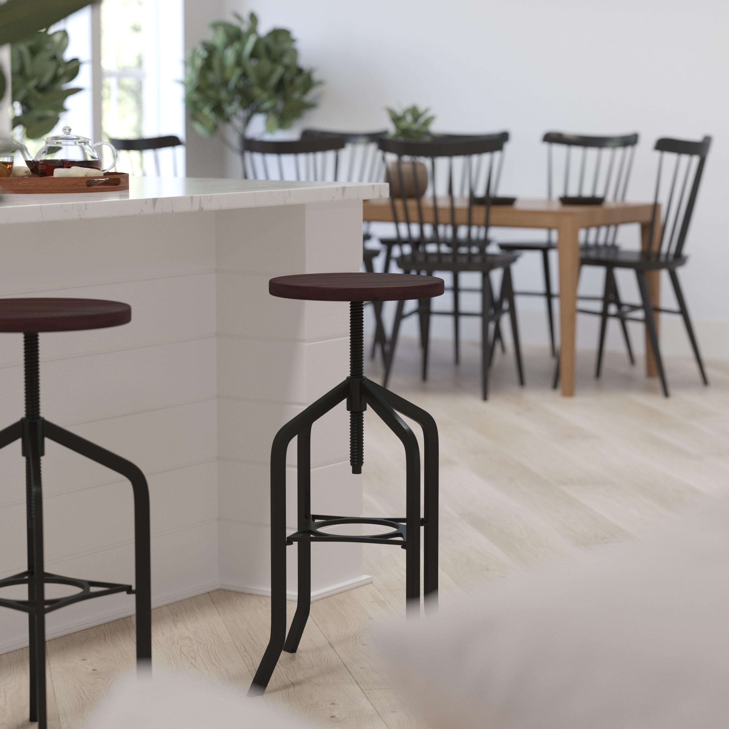 Merrick Lane Bergen 30 Inch Black Metal And Wood Bar Counter Stool With ...