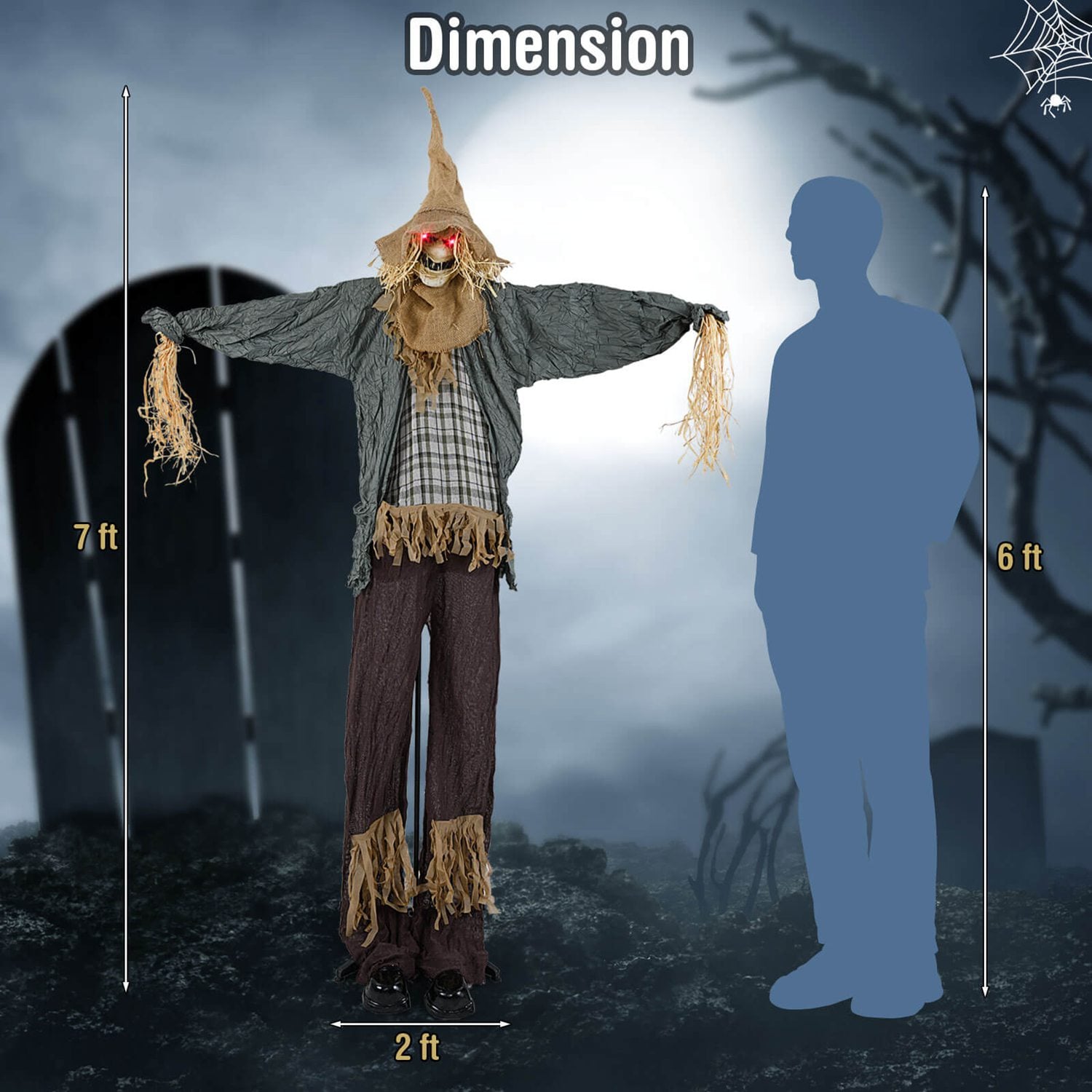 Costway 7 FT Halloween Decoration Animated Standing Scarecrow Light-up ...