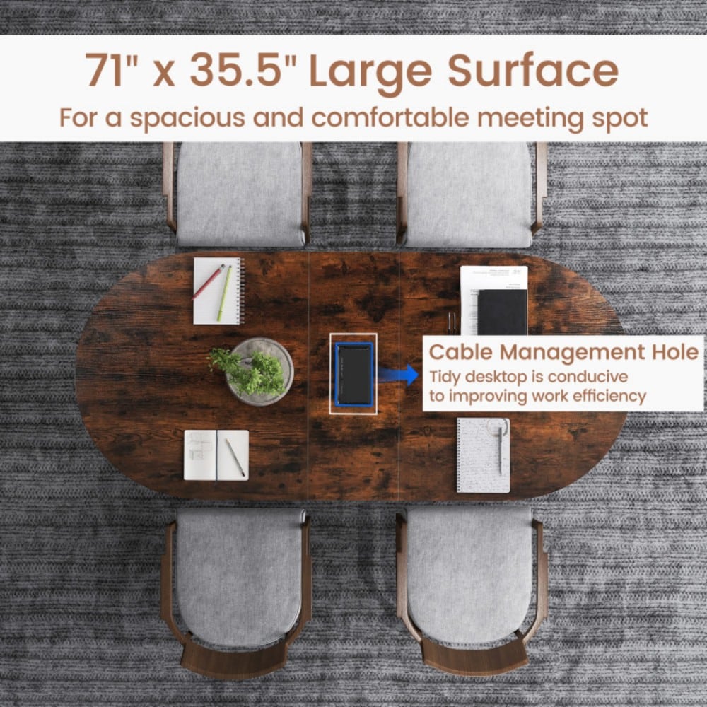 Fenbeli 71-in Oval Executive Conference Table with 265-lb Metal Frame ...