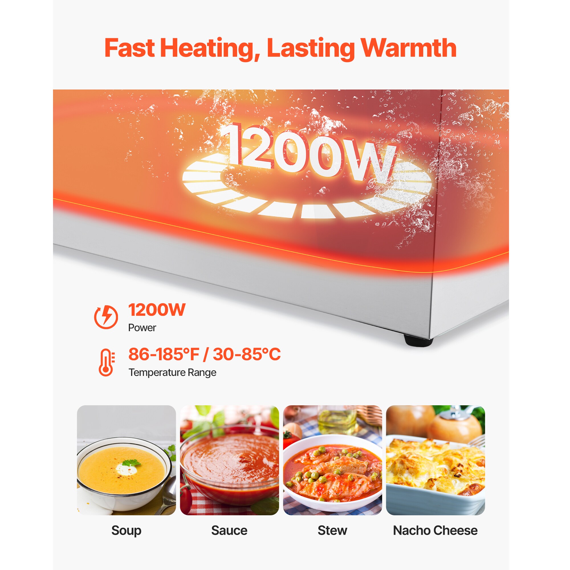 GIVIMO Commercial Food Warmer - 1200W Electric Steam Table - 2 Half ...