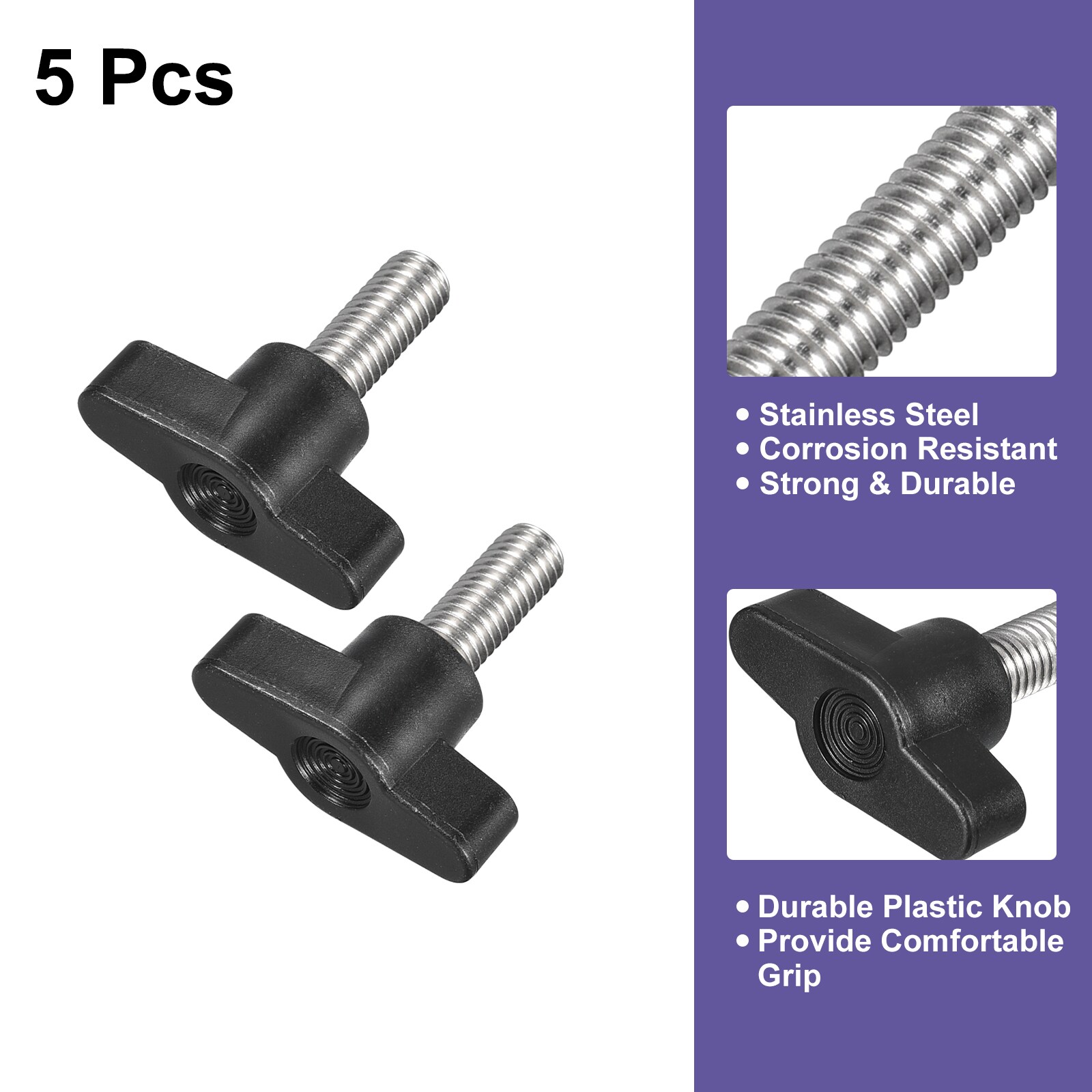 Unique Bargains 5pcs Clamping Screw Knob M8 x 20mm Metric 304 Stainless ...