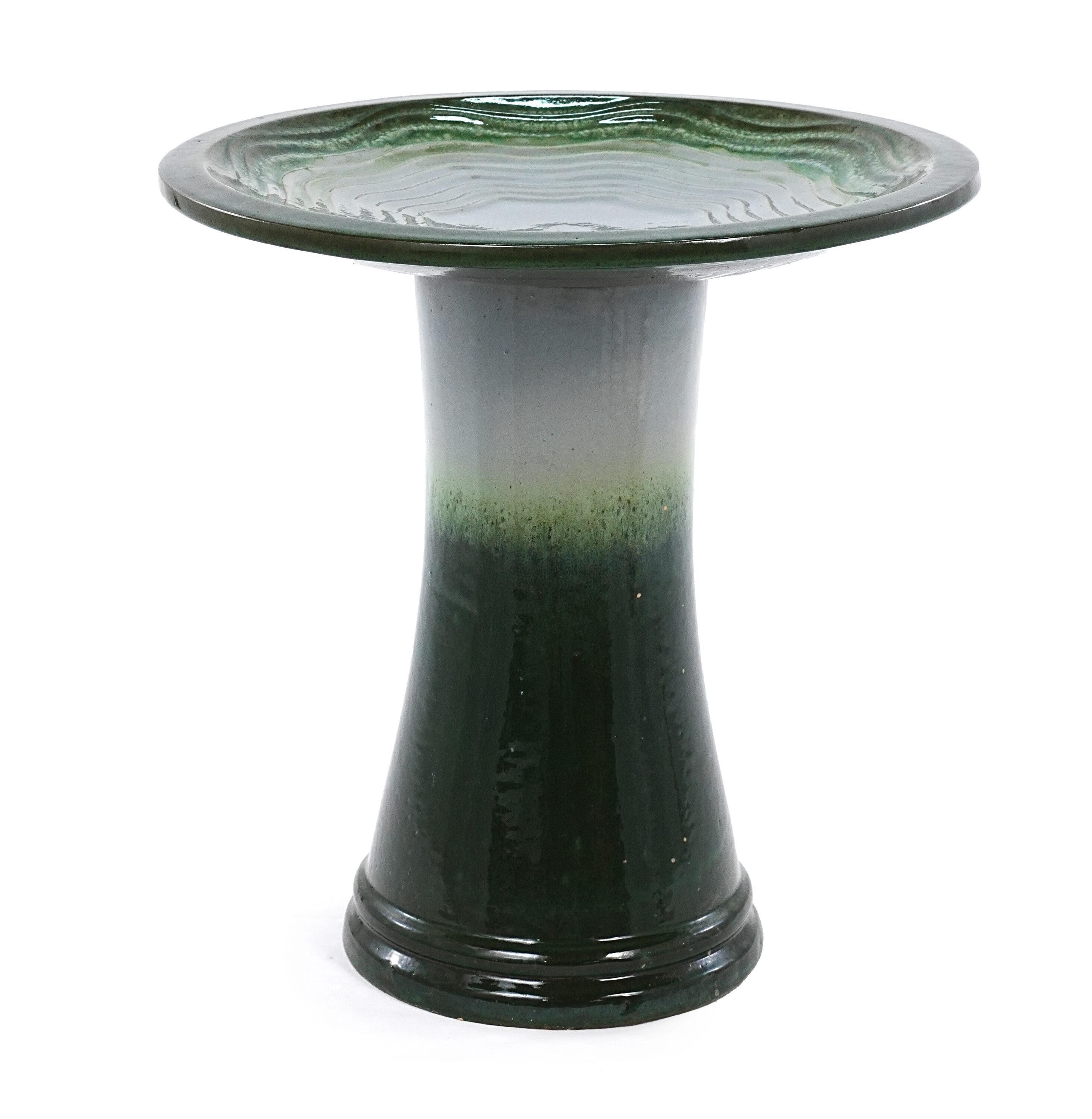 Watnature 17 Inch Ceramic Bird Bath Outdoor Pedestal Lightweight Glazed ...