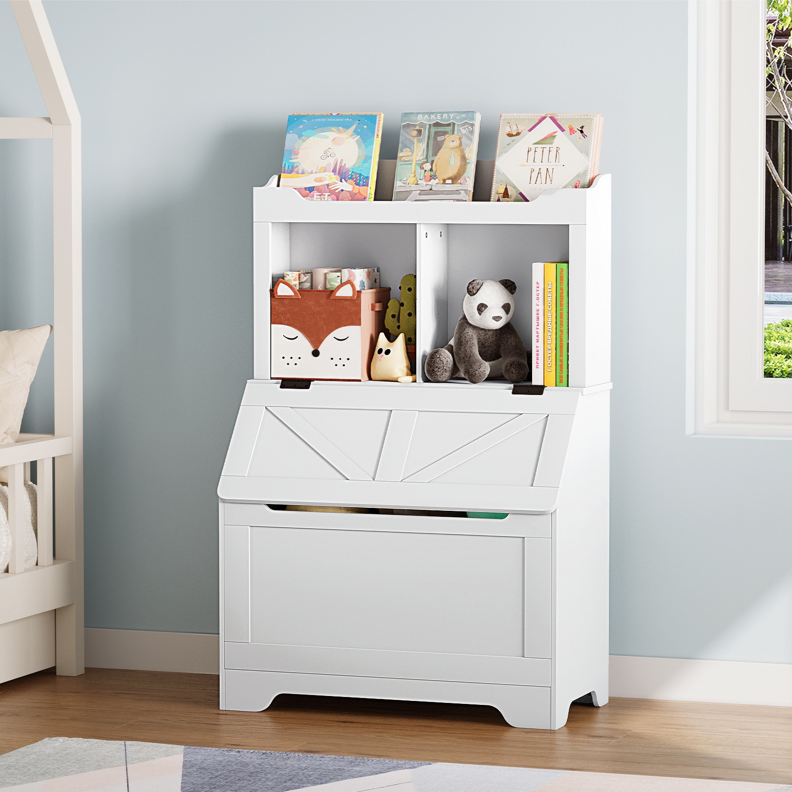 Qeetex 2 Shel Kids Wooden Storage Cabinet Kids Bookshelf and Toy ...