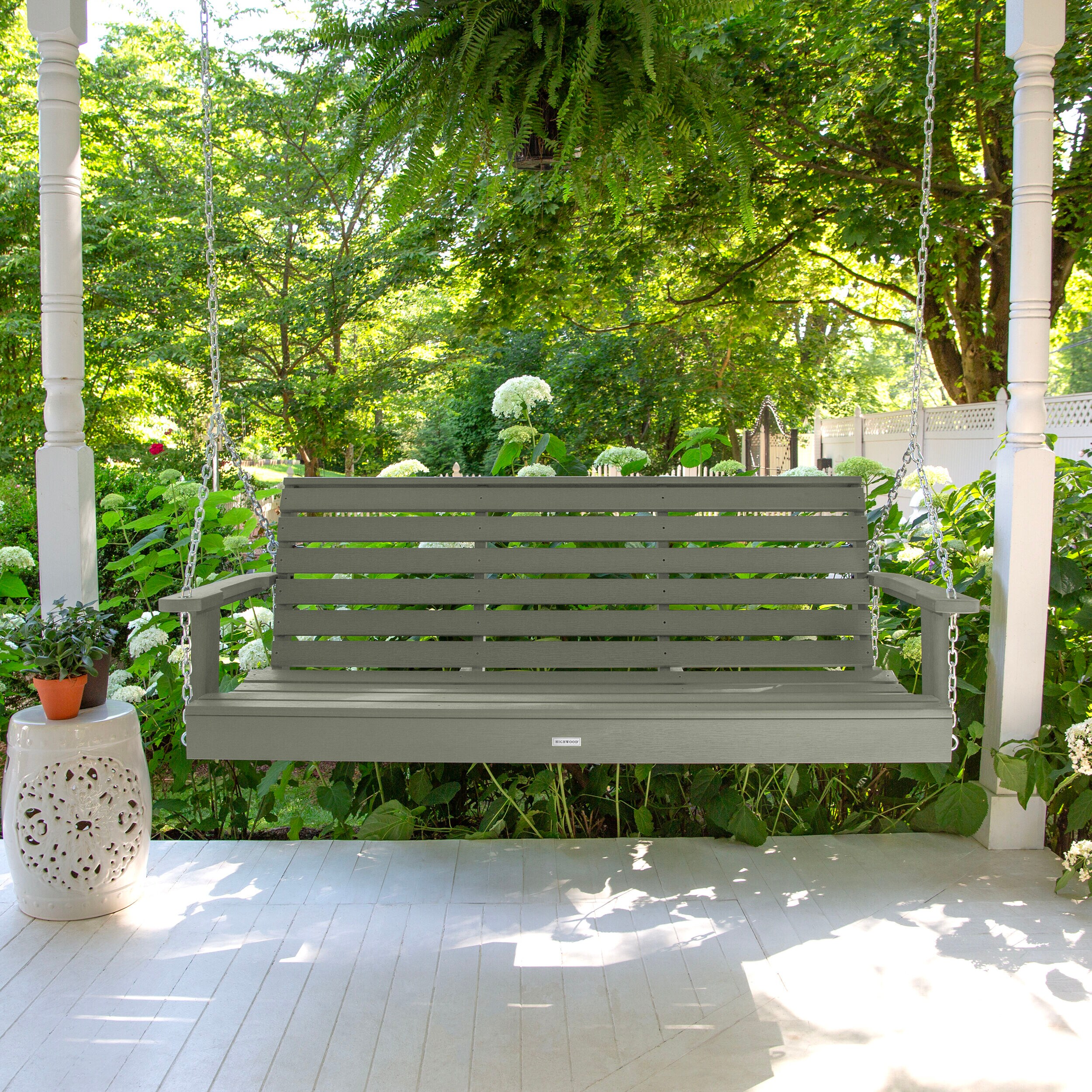 highwood Weatherly 3 -person Eucalyptus Outdoor Swing in the Porch ...