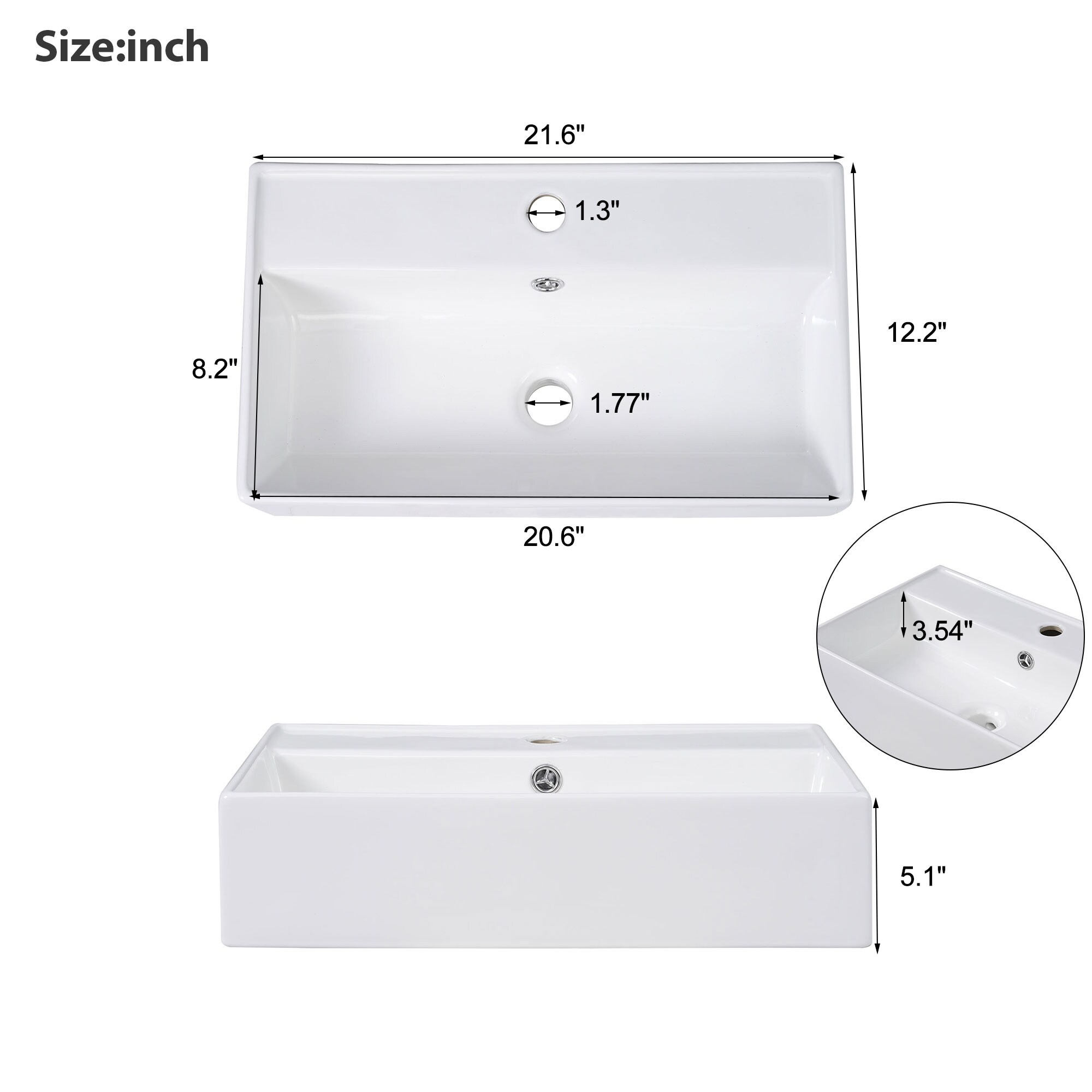 Wooakway 21.6 Inch Modern Floating Bathroom Vanity with Ceramic Basin ...