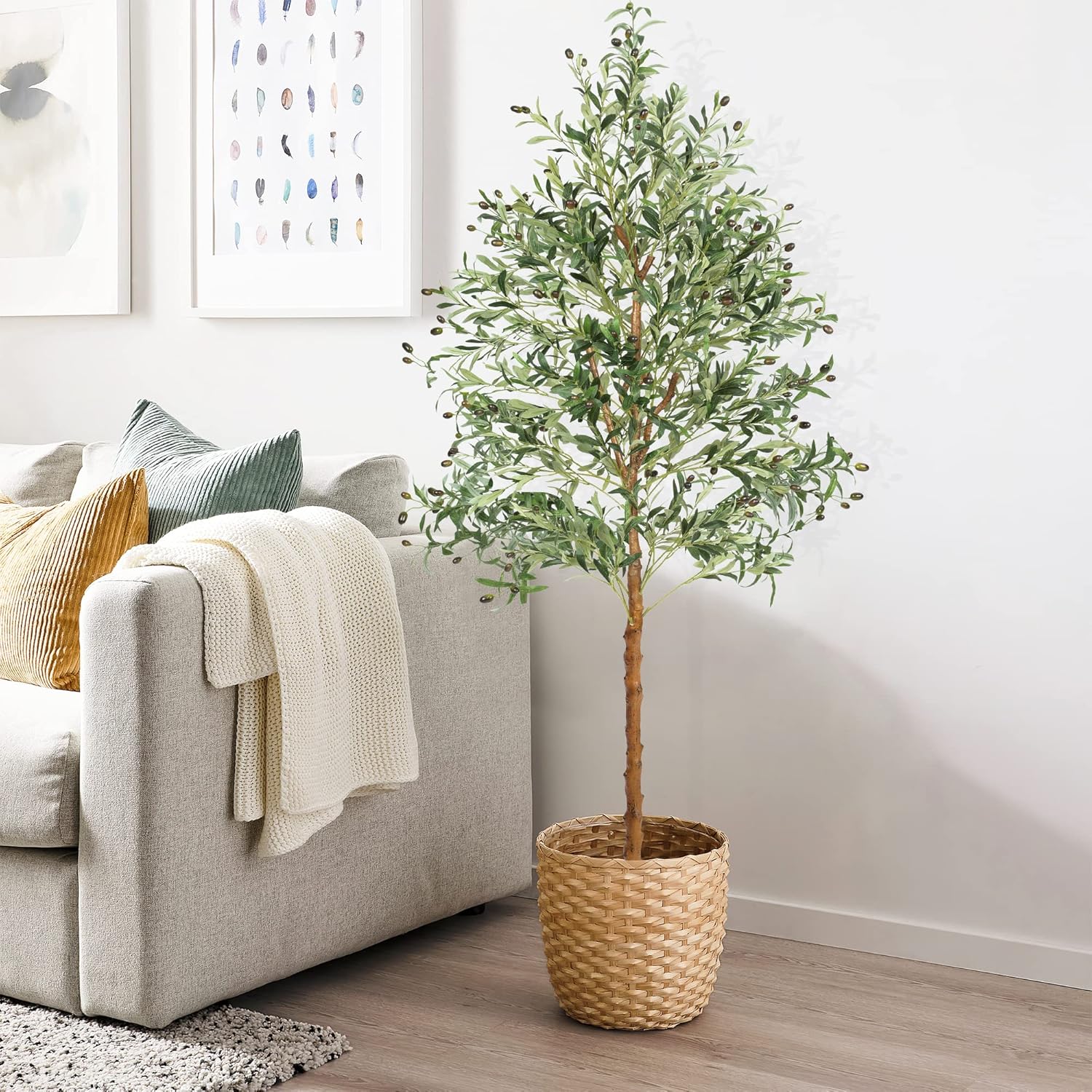 Garvee Faux Olive Tree 6ft Tall Fake Olive Tree Artificial Olive Tree ...