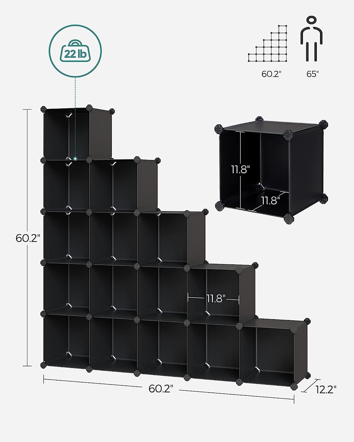 SONGMICS HOME Cube Storage Organizer Set of 16 – Plastic Modular ...