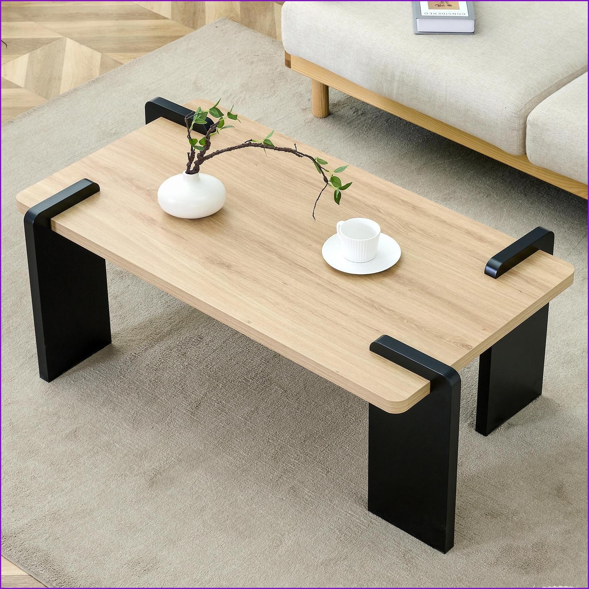 Watnature Natural Wood Look MDF Coffee Table for Living Room Space ...