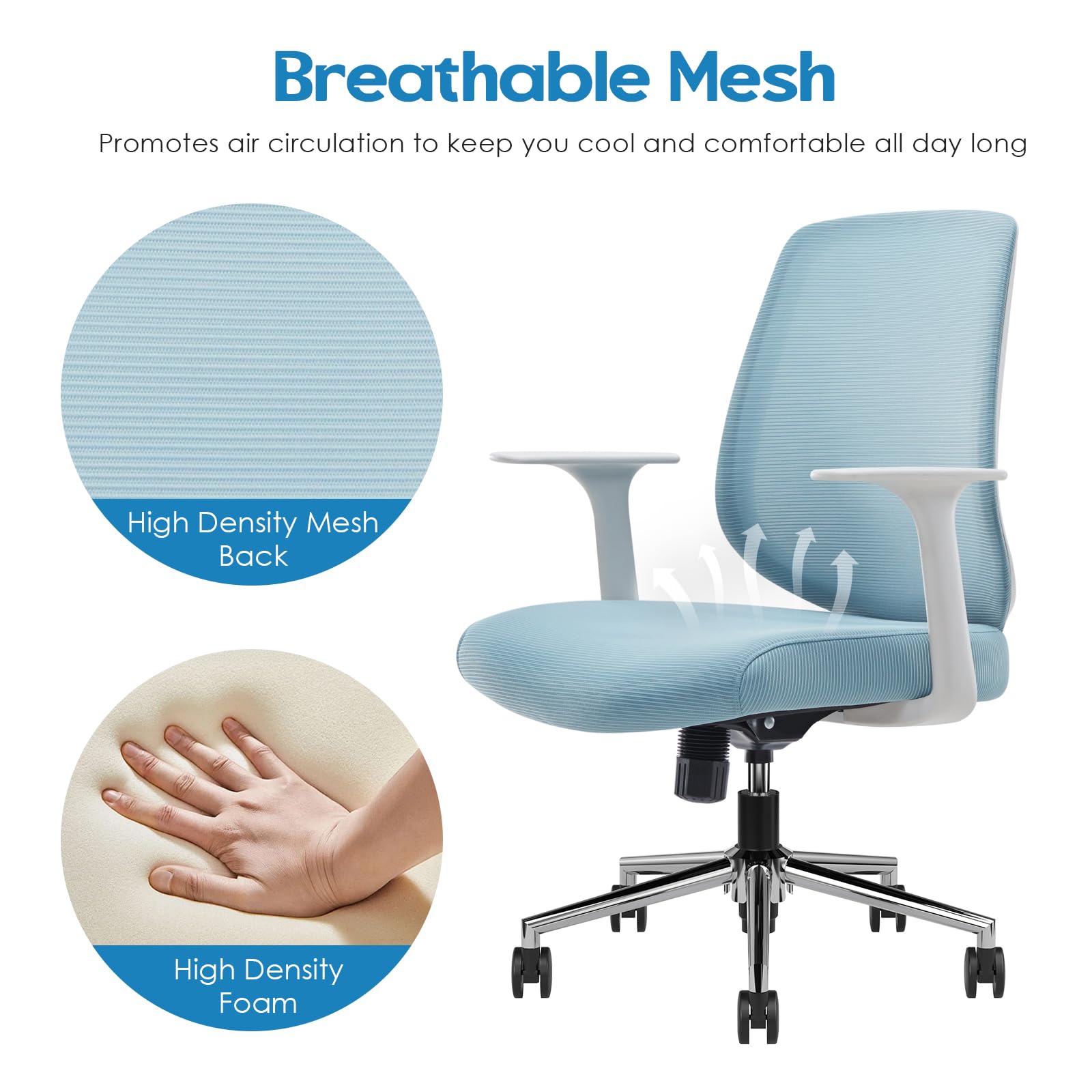 Wooakway Ergonomic Arm Office Chair Adjustable Height and Armrests ...