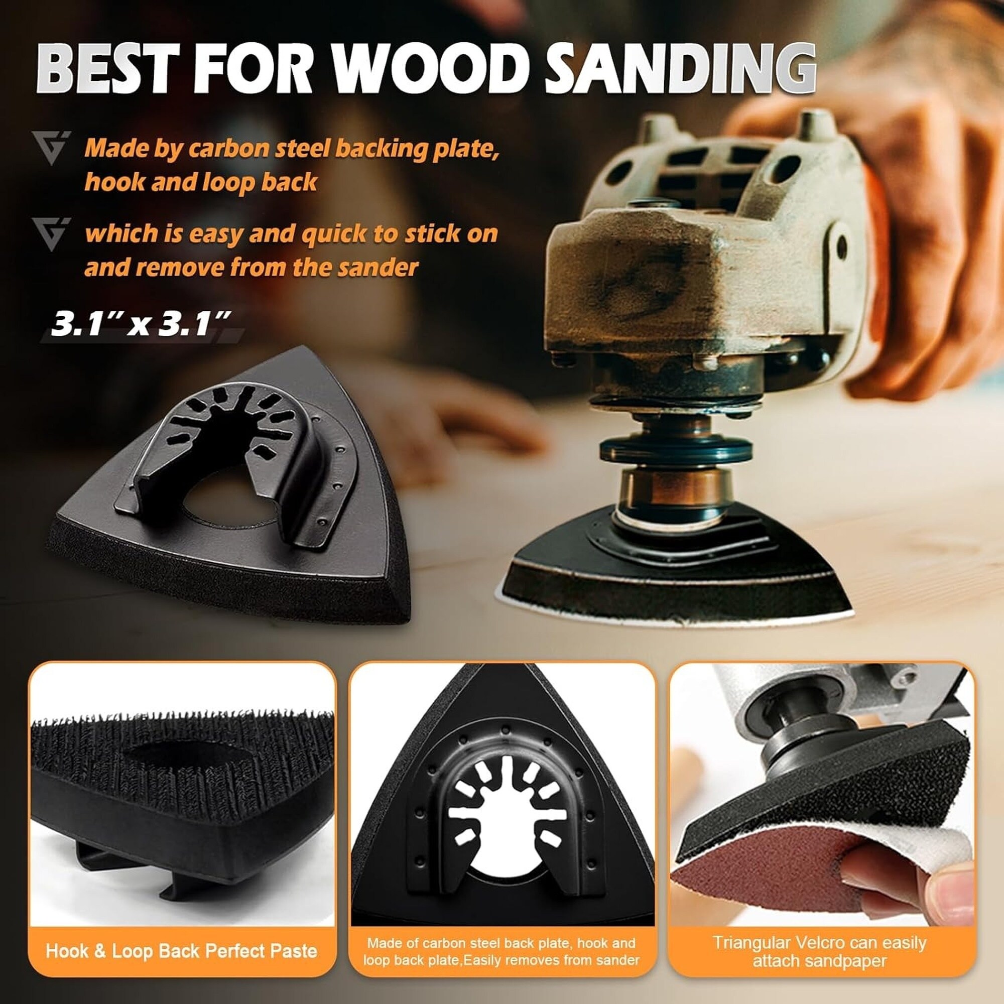 Angel Sar 208 Pcs Oscillating Tool Sanding Pads Kit with 4 Triangle and ...