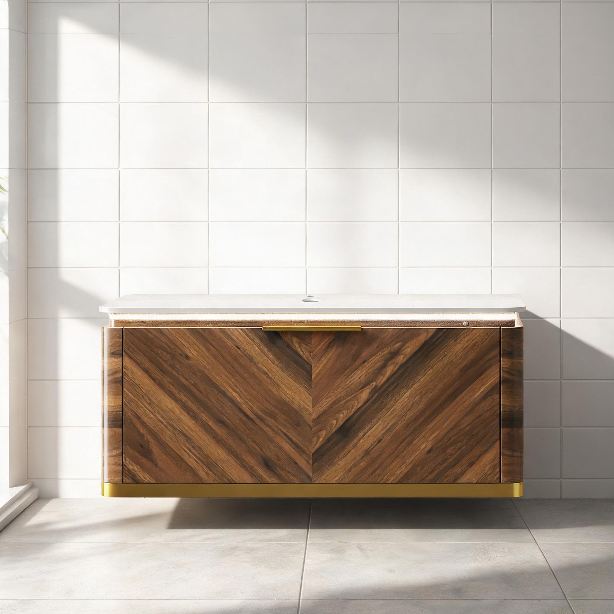 Watnature 36 Inch Wall-Mounted Modern Bathroom Vanity Crisp White ...