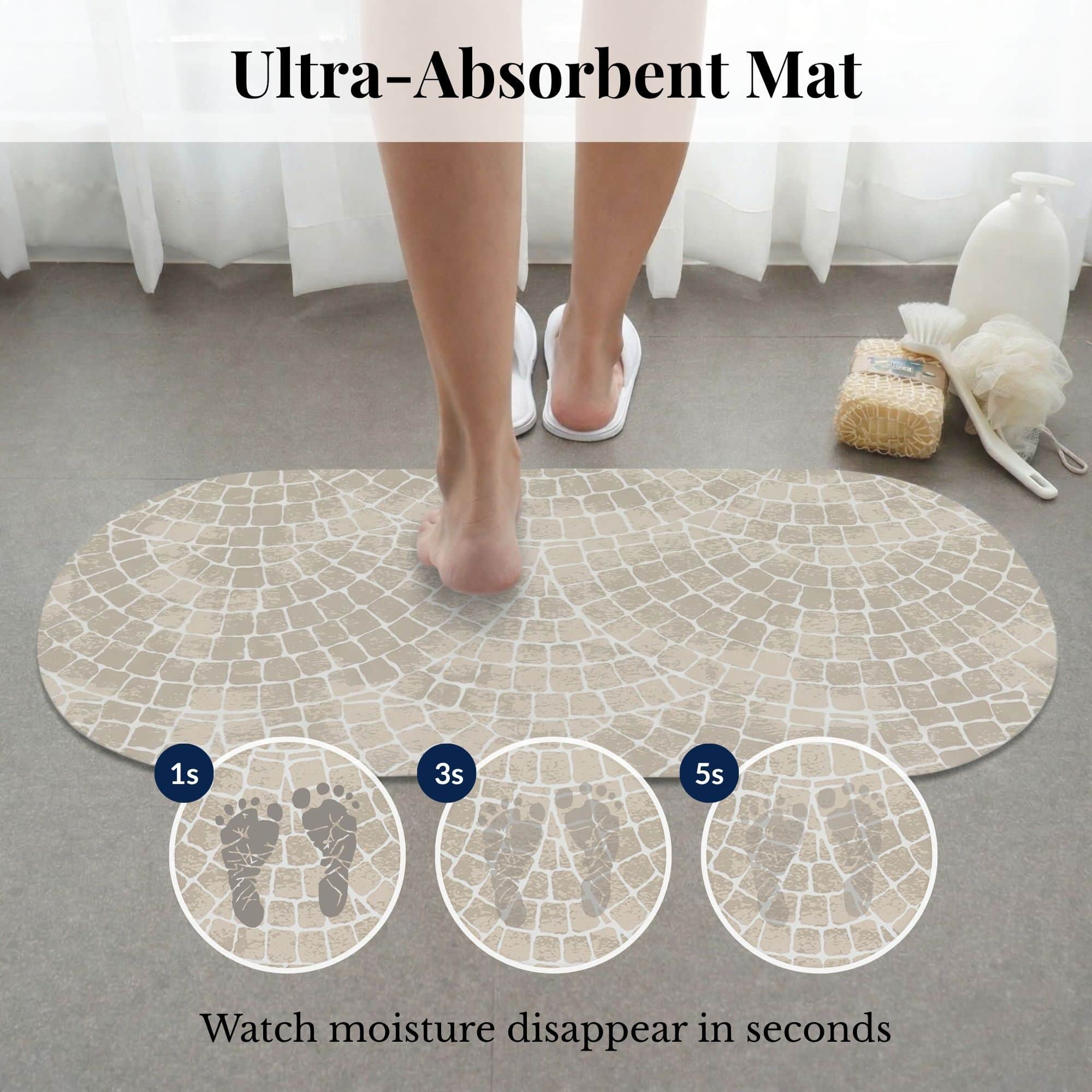 EVIDECO FRENCH HOME GOODS 18 x 40-in Mosaic Stone Bath Mat Runner Non ...