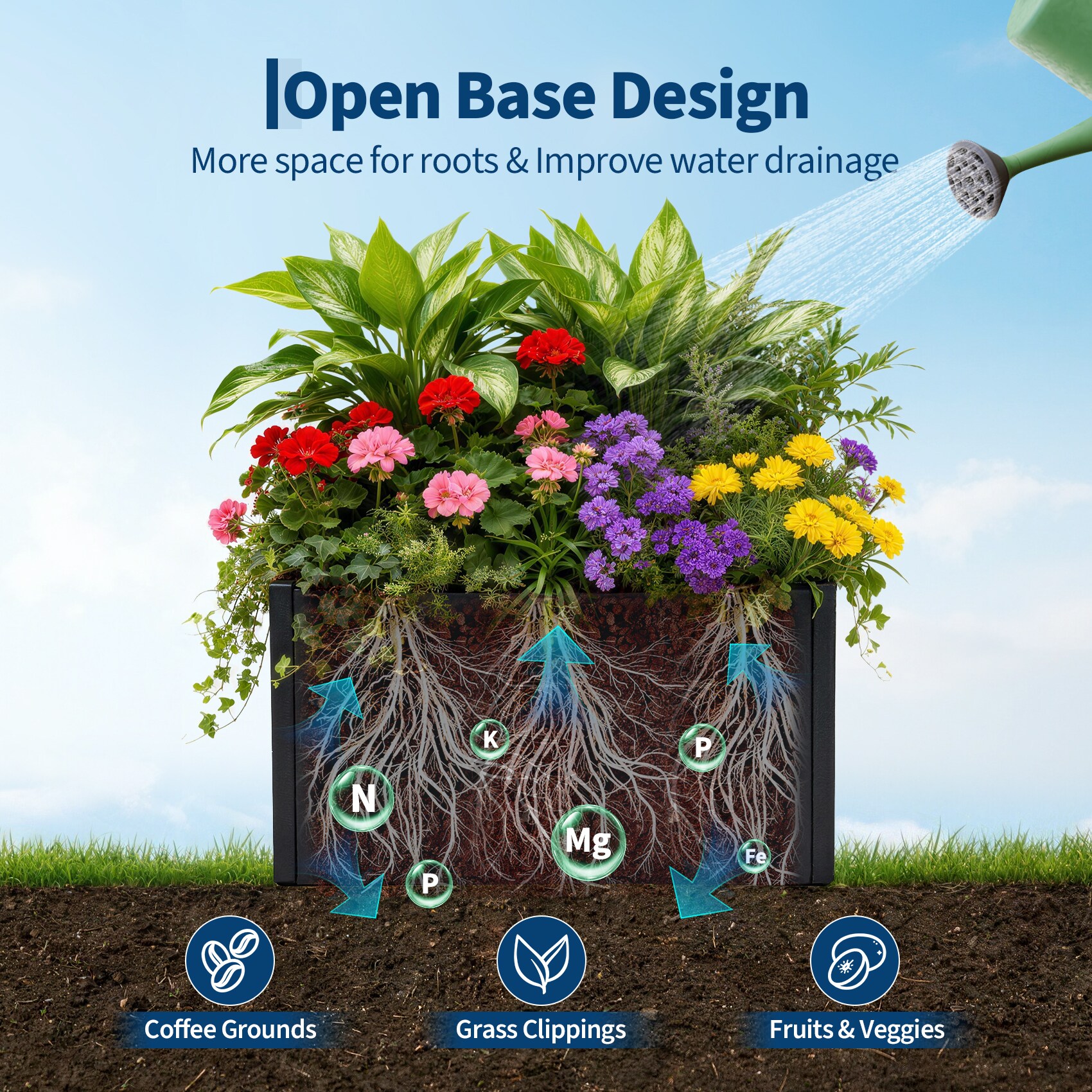 GarveeLife Metal Planter Box for Outdoor Plants 18x18x12 Inch Heavy ...