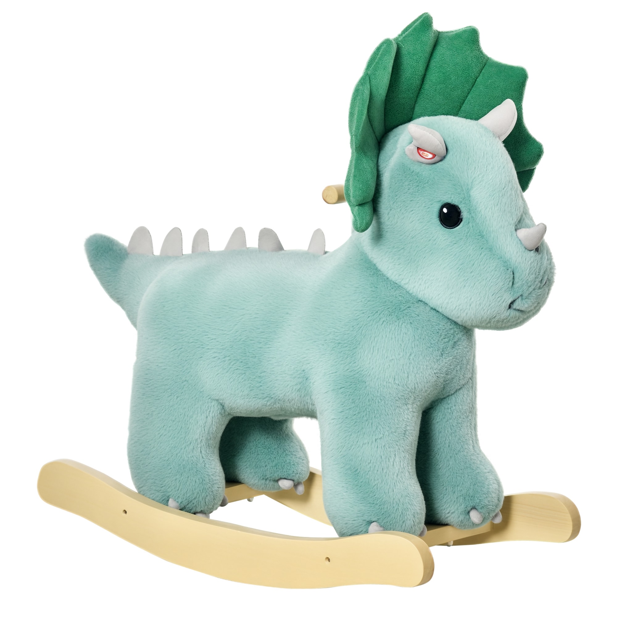 Qaba Kids Plush Ride-On Rocking Horse Triceratops-shaped Plush Toy ...