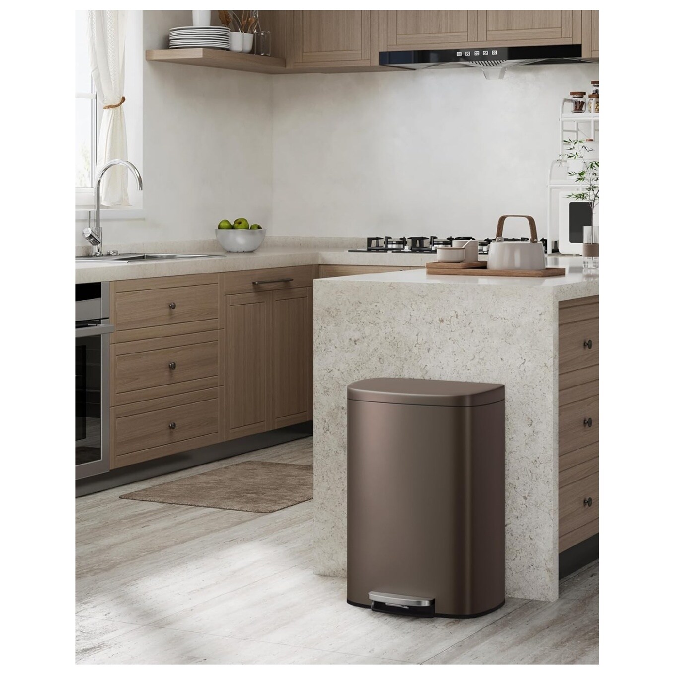 Garvee Stainless Steel Kitchen Trash Can Combo Set Step On Pedal Bins ...