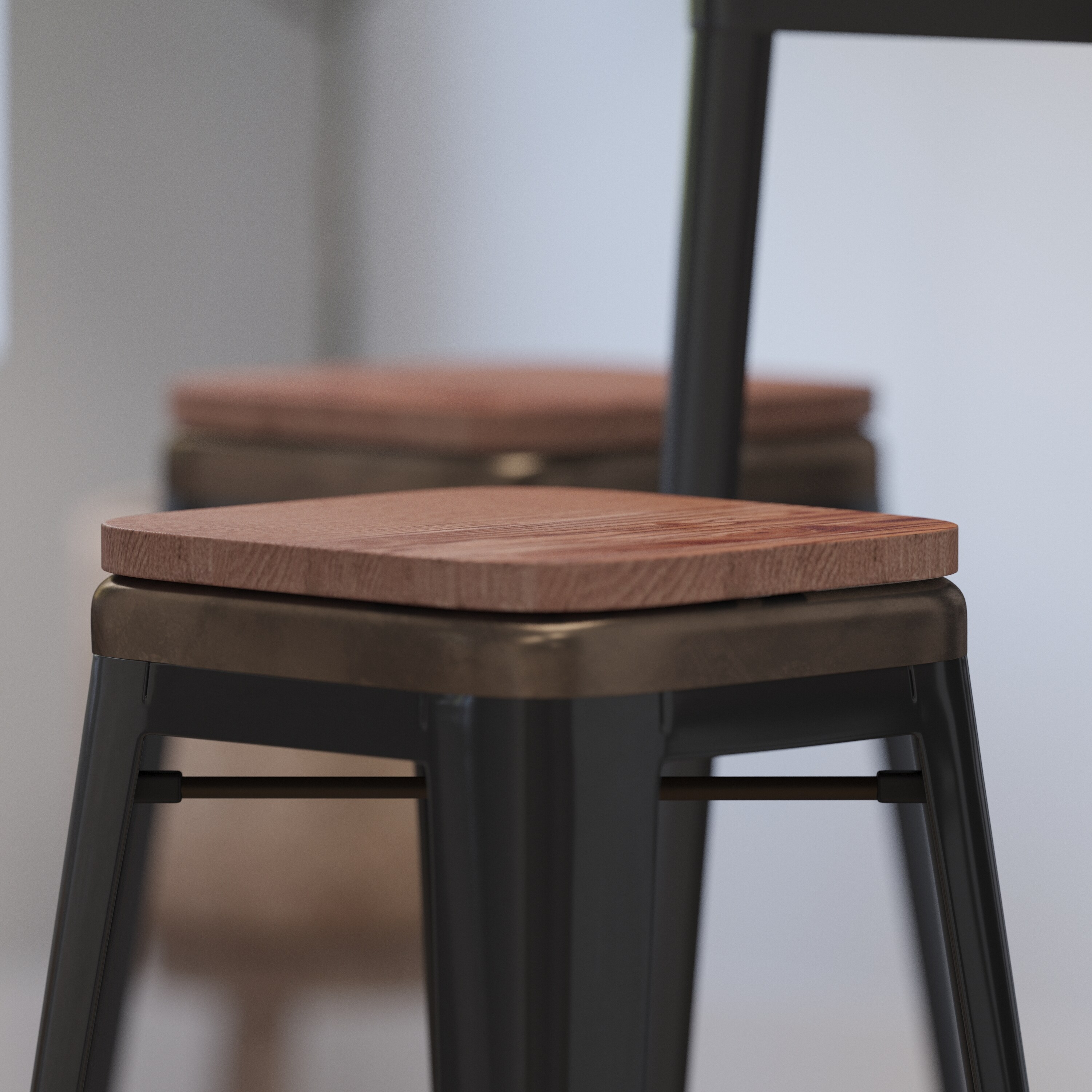 Merrick Lane Brooklyn Set of Four 30 Inch Tall Black Metal Backless ...