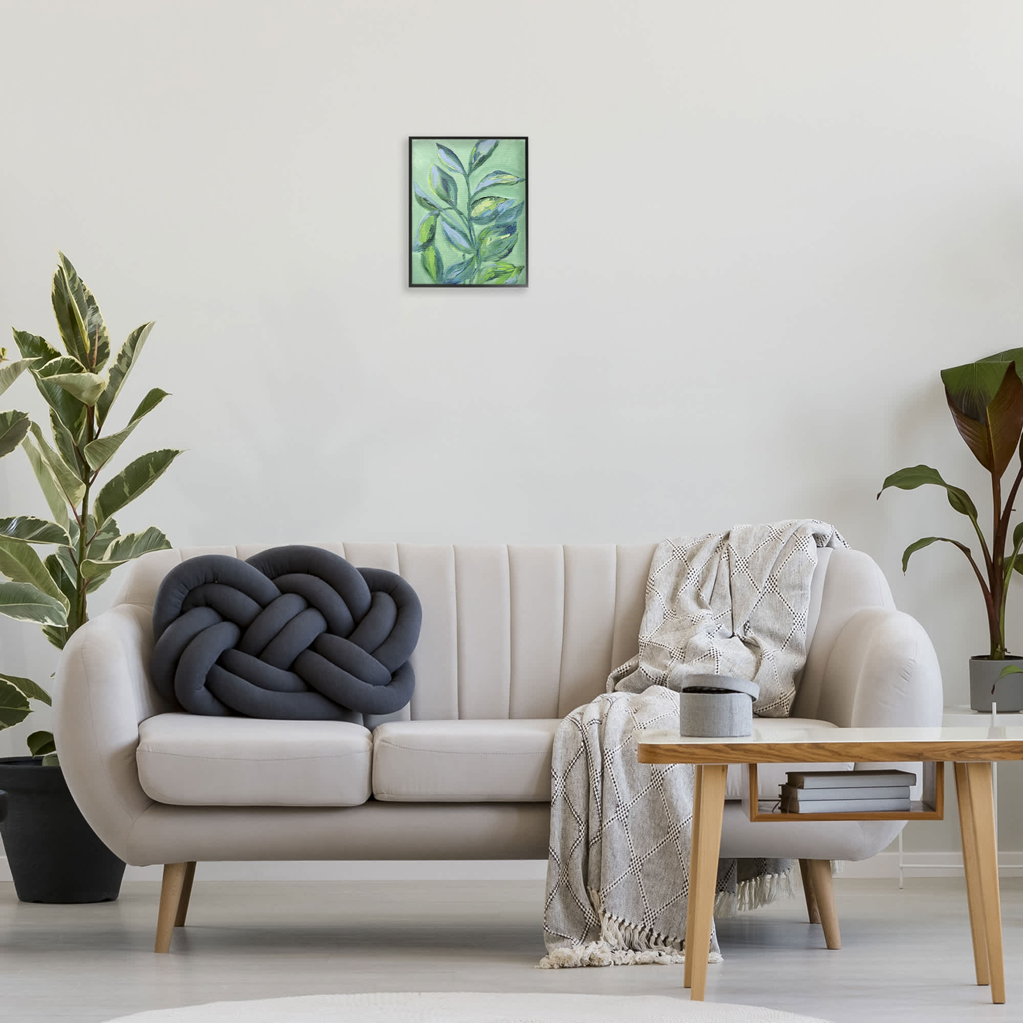 Stupell Industries Leafy Plant Foliage Black Framed Giclee Art By ...