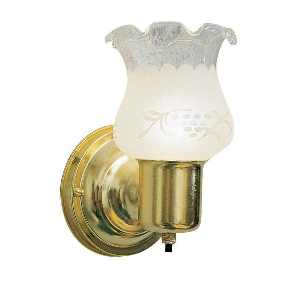 Sunset Lighting 4.5-in W 1-Light Polished Brass Wall Sconce at Lowes.com