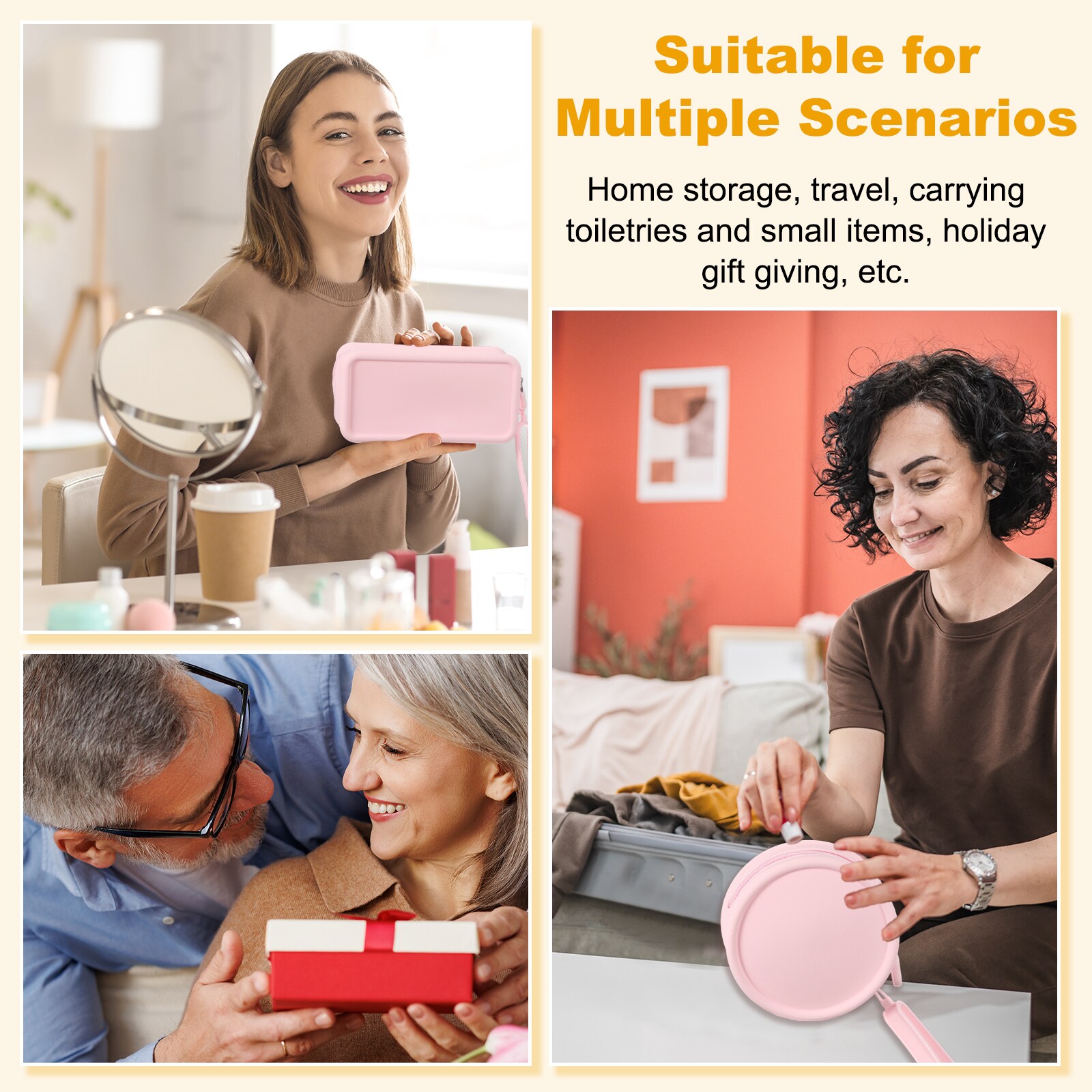 Unique Bargains 1pc Silicone Makeup Bag 7-Inch Square Cosmetic Bag ...