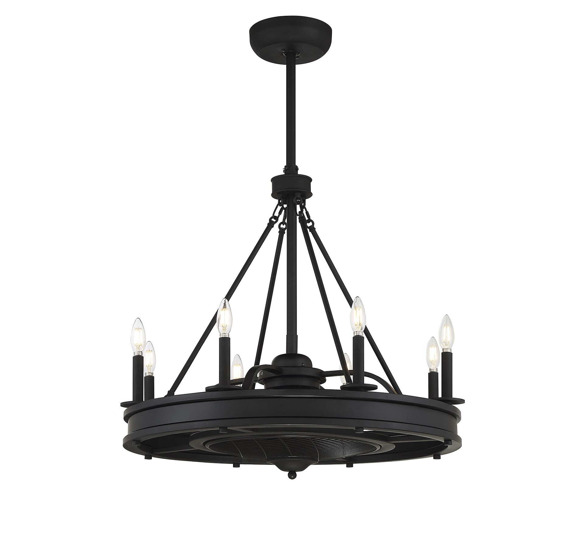 Savoy House Lyon 14-in Matte Black LED Indoor Fandelier Ceiling Fan ...