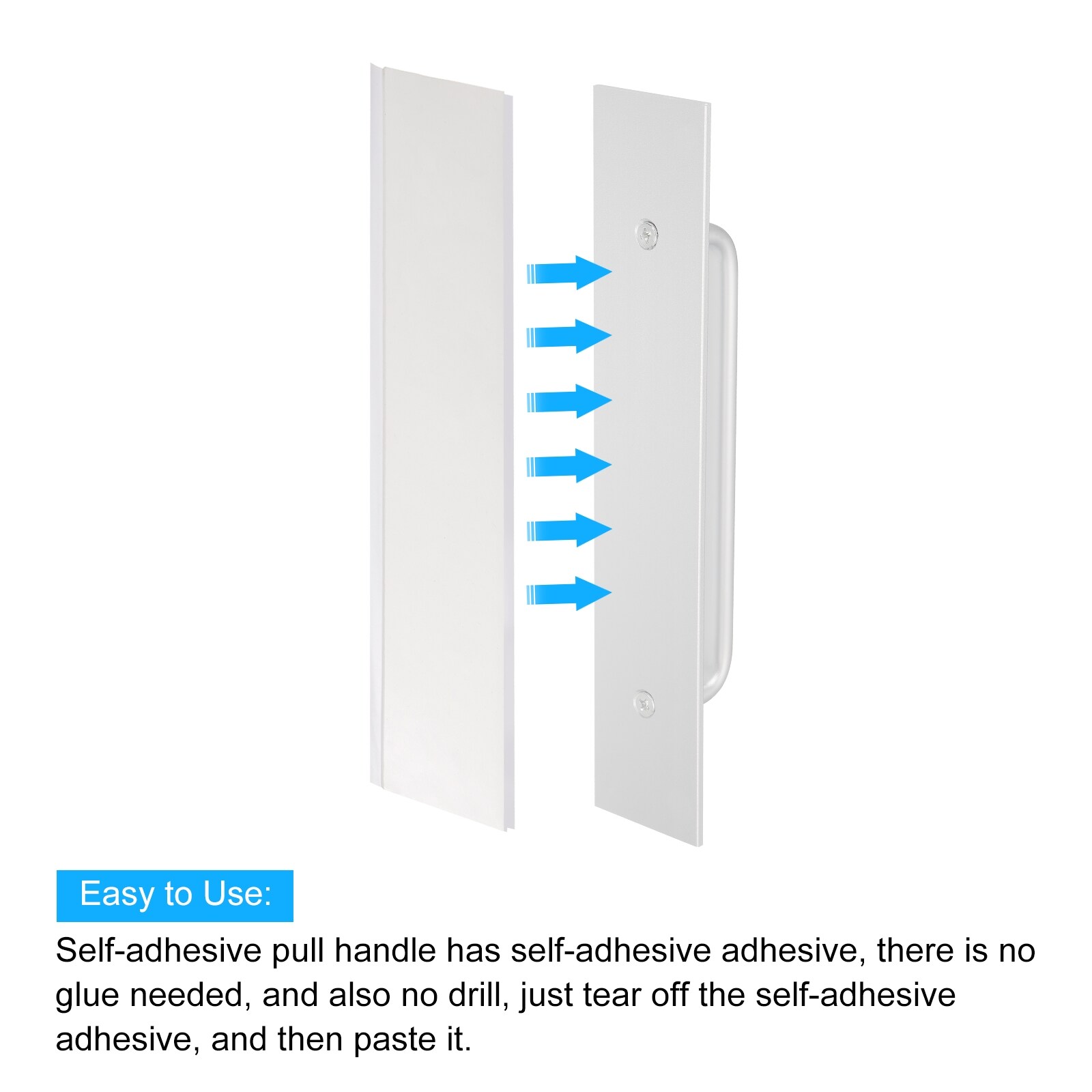 Unique Bargains 2pcs Self-Stick Handles Silver Aluminum Alloy Self ...