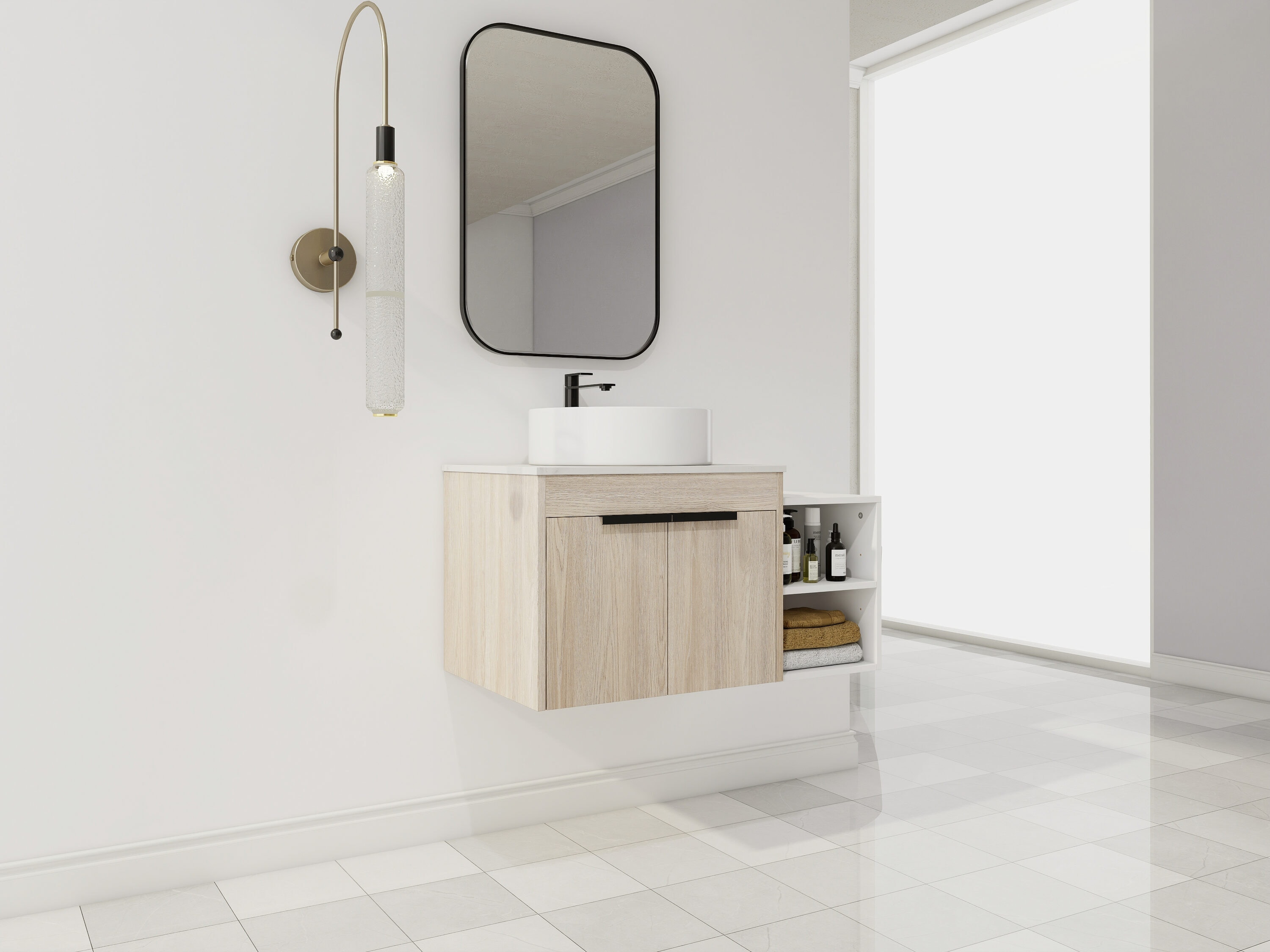 Tatayosi 36 inch Modern Design Float Bathroom Vanity With Ceramic Art ...
