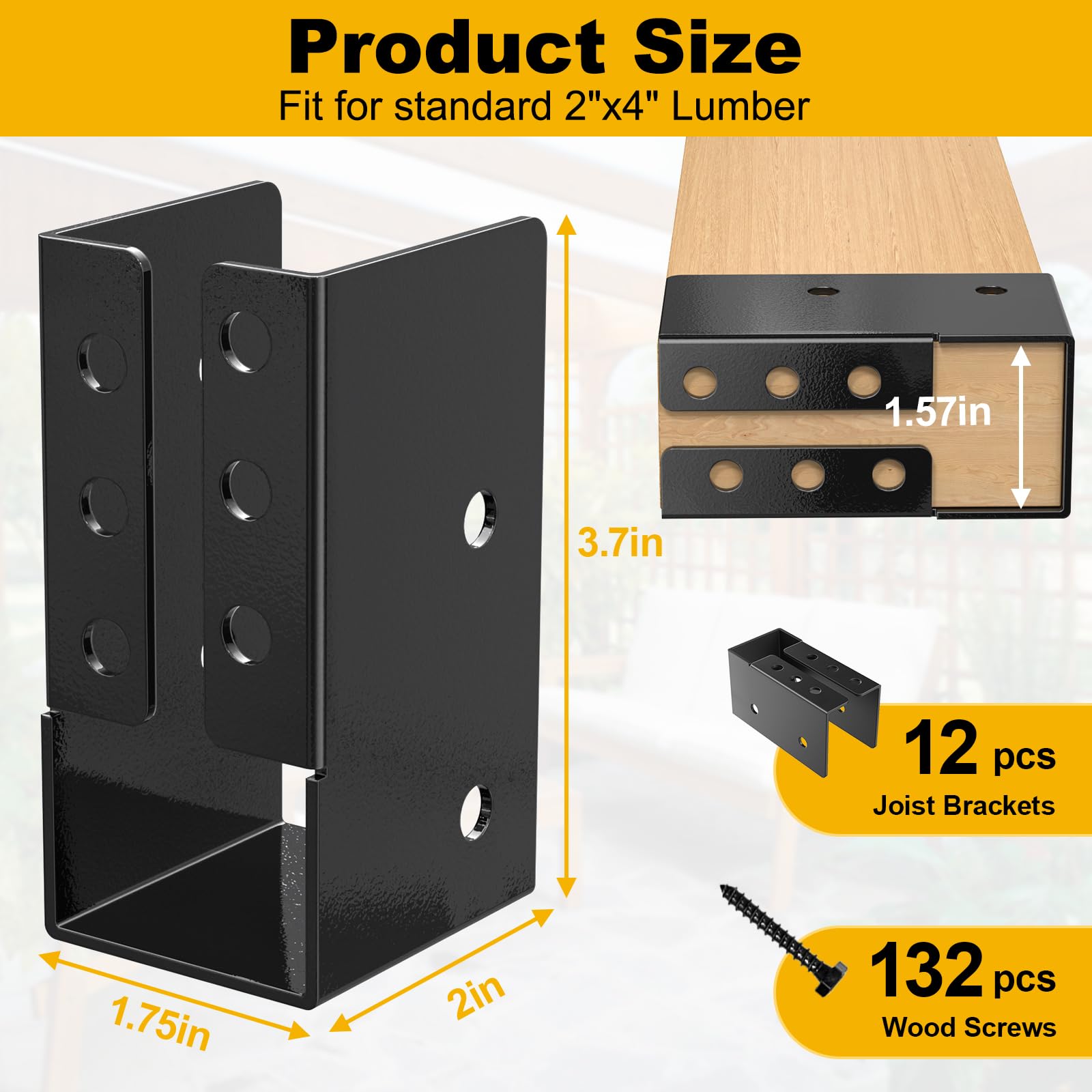 Etokfoks Concealed Flange Joist Bracket 12 Pack 2x4 Outdoor Mount Light ...