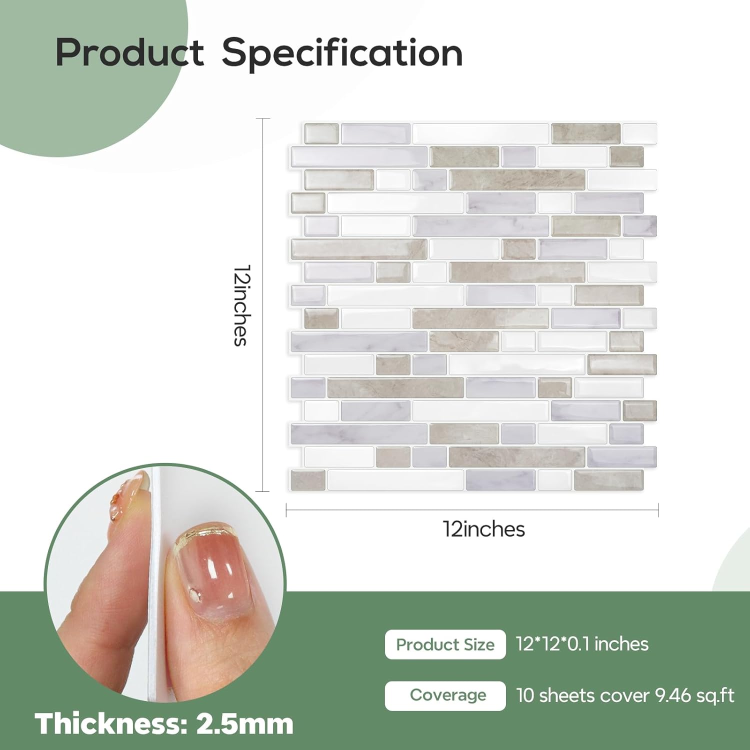Vamos Tile Thicker Design Peel and Stick Tile Backsplash Light Color ...