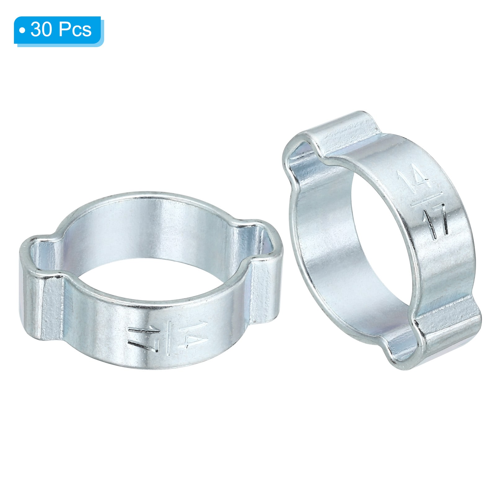 PATIKIL 30Pcs 14-17mm Double Ear Hose Clamp Galvanized Steel Crimp ...