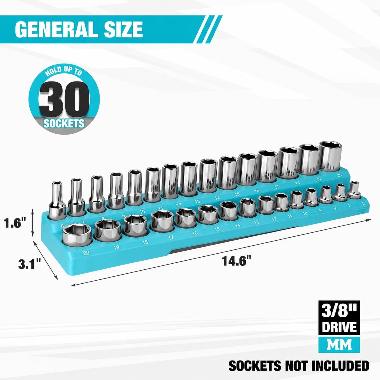 DYRCJ Magnetic Socket Organizer 3/8 in Metric Socket Tray Holds 30 ...