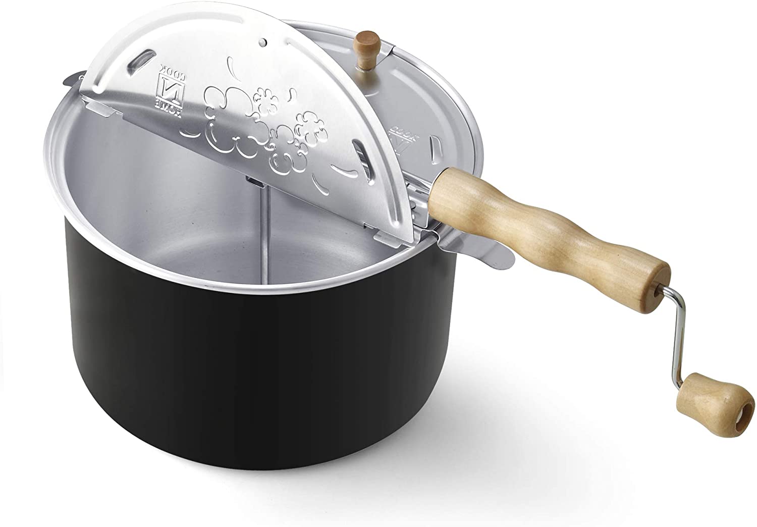 Cook N Home 6-Quart Stovetop Popcorn Popper with Wooden Handle ...