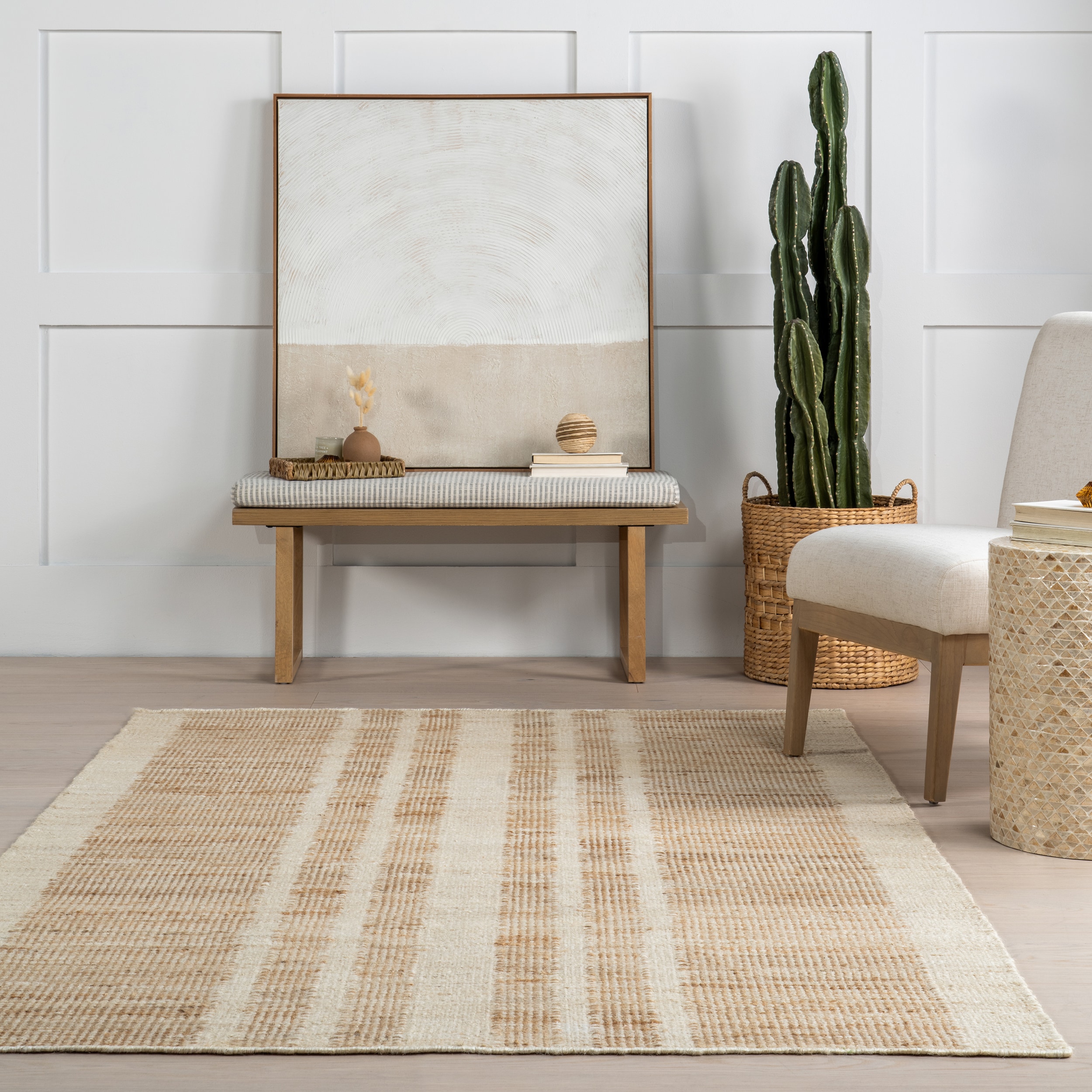 nuLOOM Ashtyn Vertical Striped Jute 9ft. x 12ft. Natural Area Rug in ...