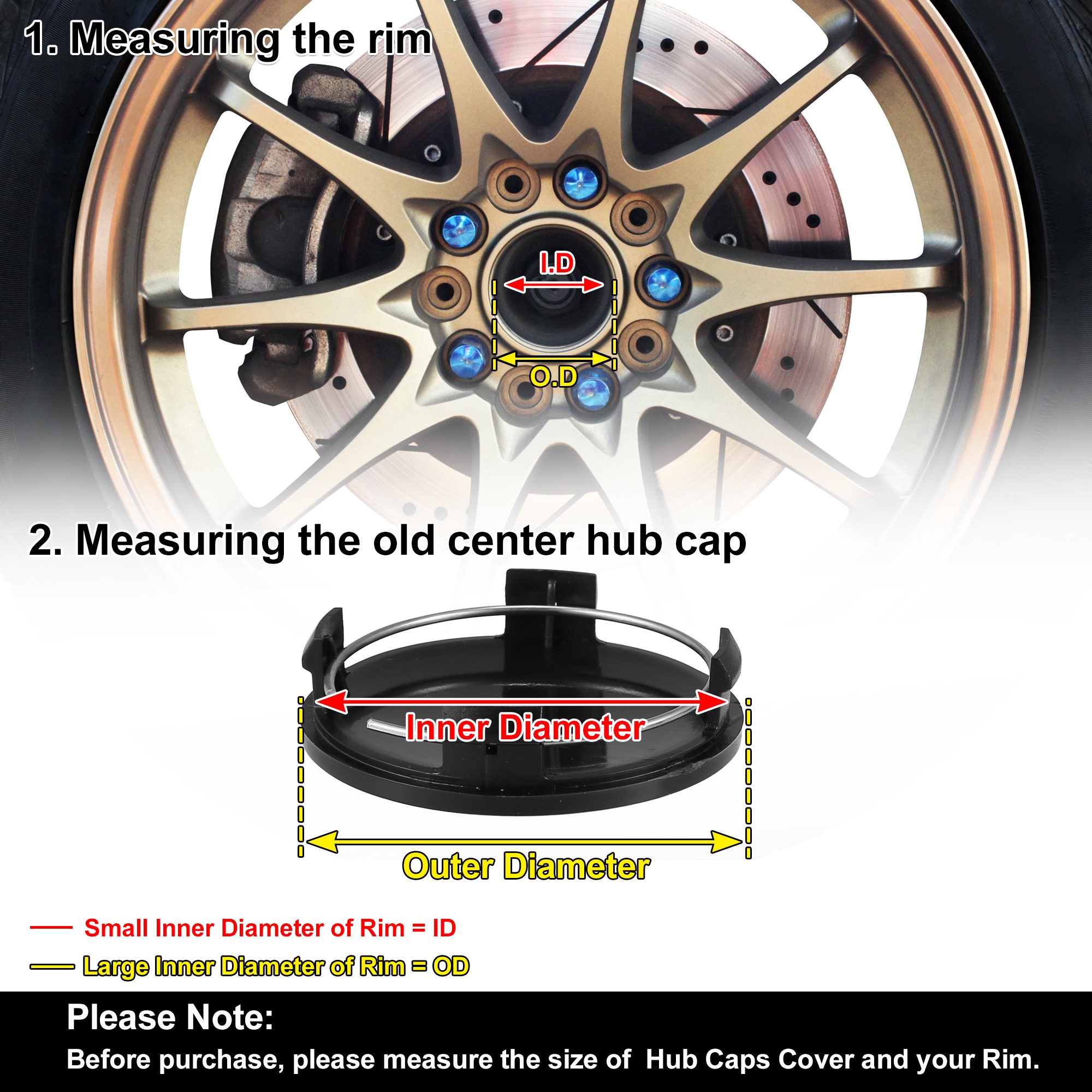 Unique Bargains 4pcs Universal 74mm Dia 4 Clips Wheel Tyre Center Hub ...
