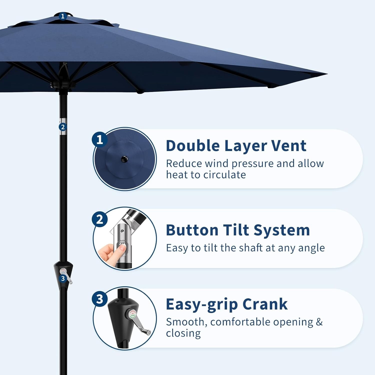 Garvee 9FT Patio Umbrella Outdoor Table Umbrella with Smooth Crank Lift ...