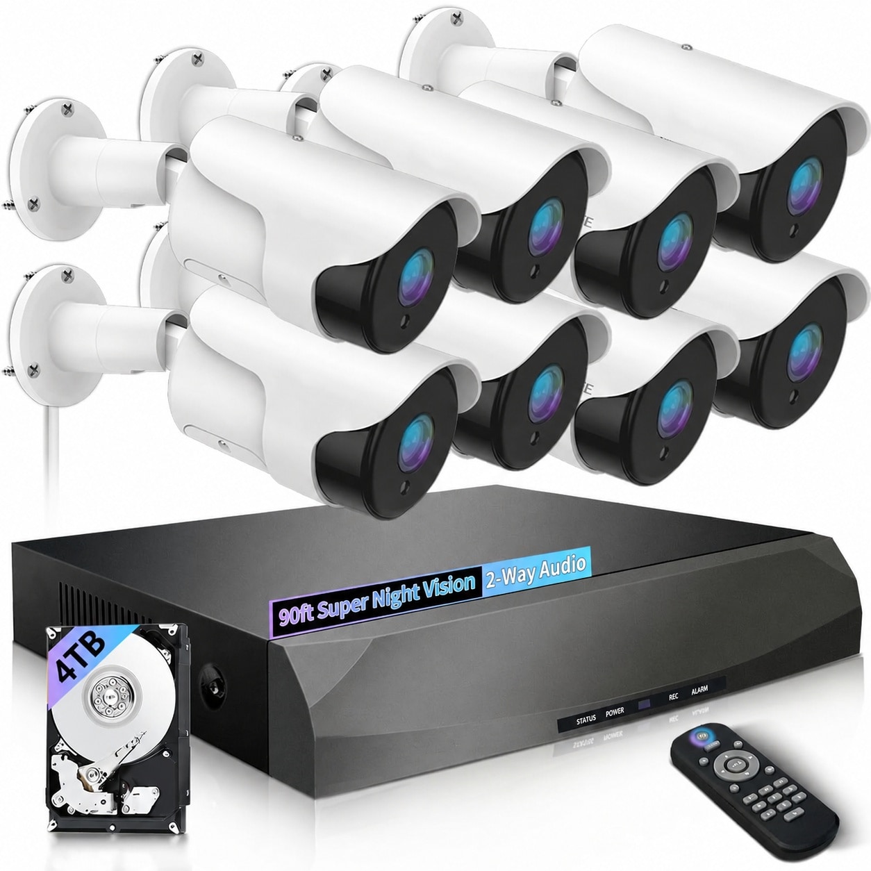 AOIZGMY Outdoor Wired Security Camera System with Two Way Audio and 130 ...