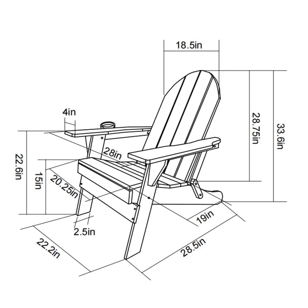 Coolbibila Folding White HDPE Adirondack Chair 35-in High Wood Texture ...