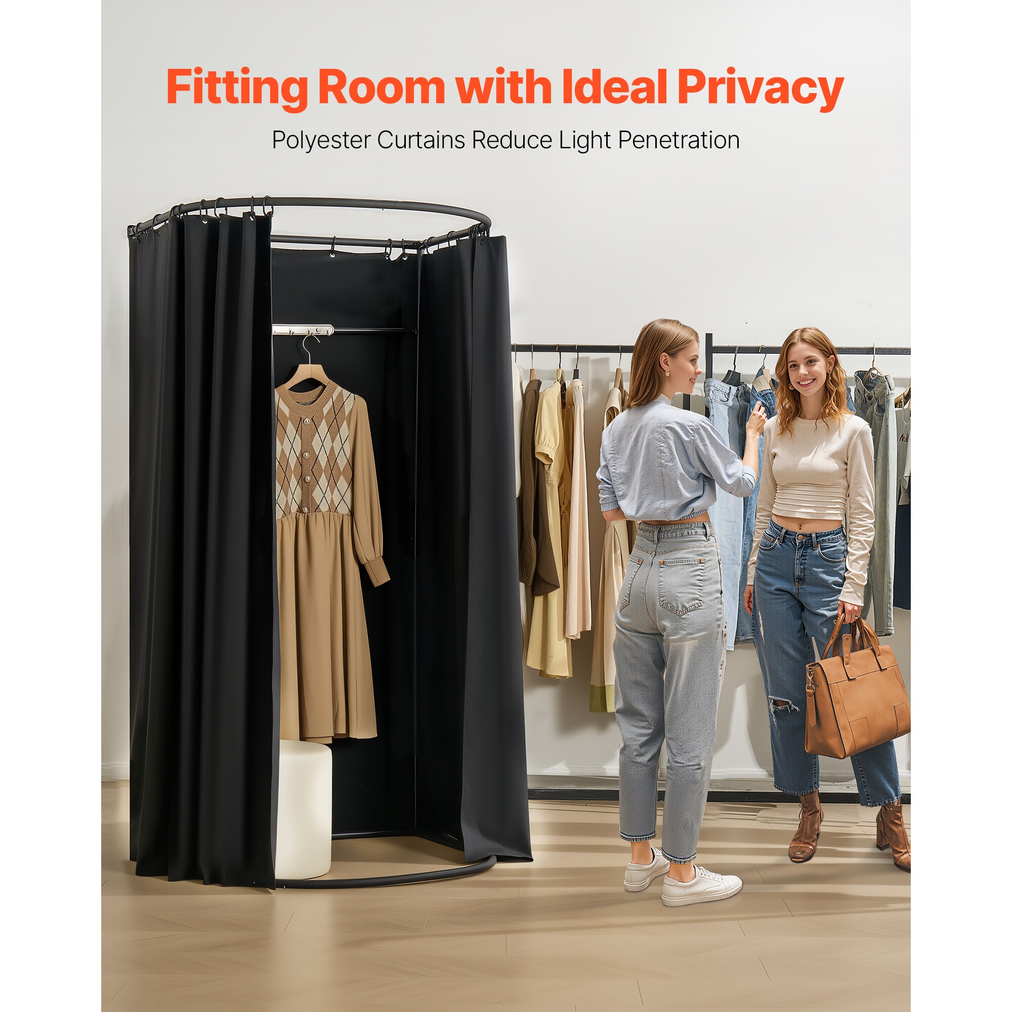 GIVIMO Portable Fitting Room Semi-Circular 3-Panel Dressing Room with ...