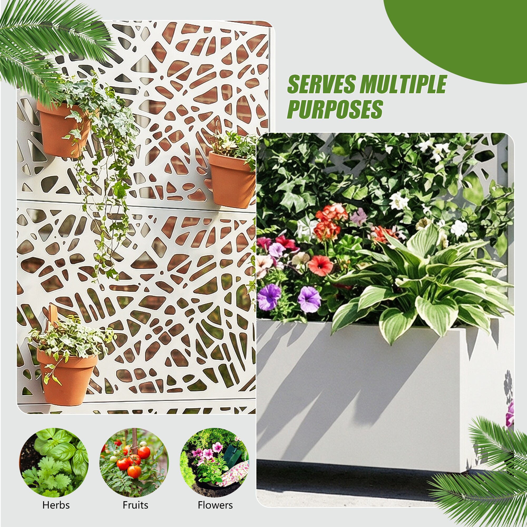 Misty Moon 72-in H x 35-in W x 16-in D White Metal Planter with Trellis ...