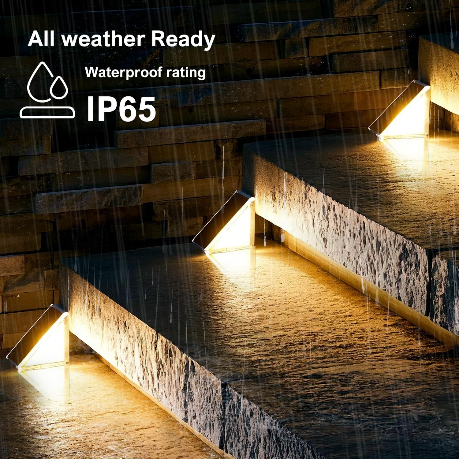 Afoxsos Solar Step Lights 6 Pack Outdoor Stair and Deck Light IP65 ...