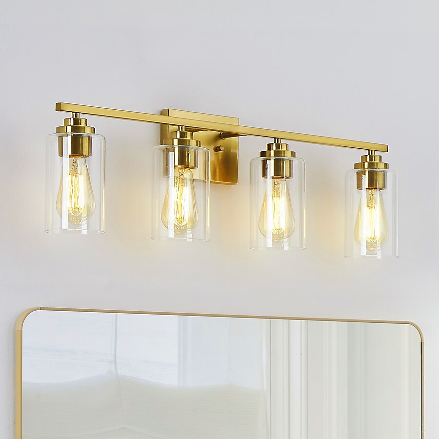 KAWOTI Nolan 30-in 4-Light Antique Brass Modern/Contemporary Vanity ... KAWOTI Nolan 30-in 4-Light Antique Brass Modern/Contemporary Vanity ...