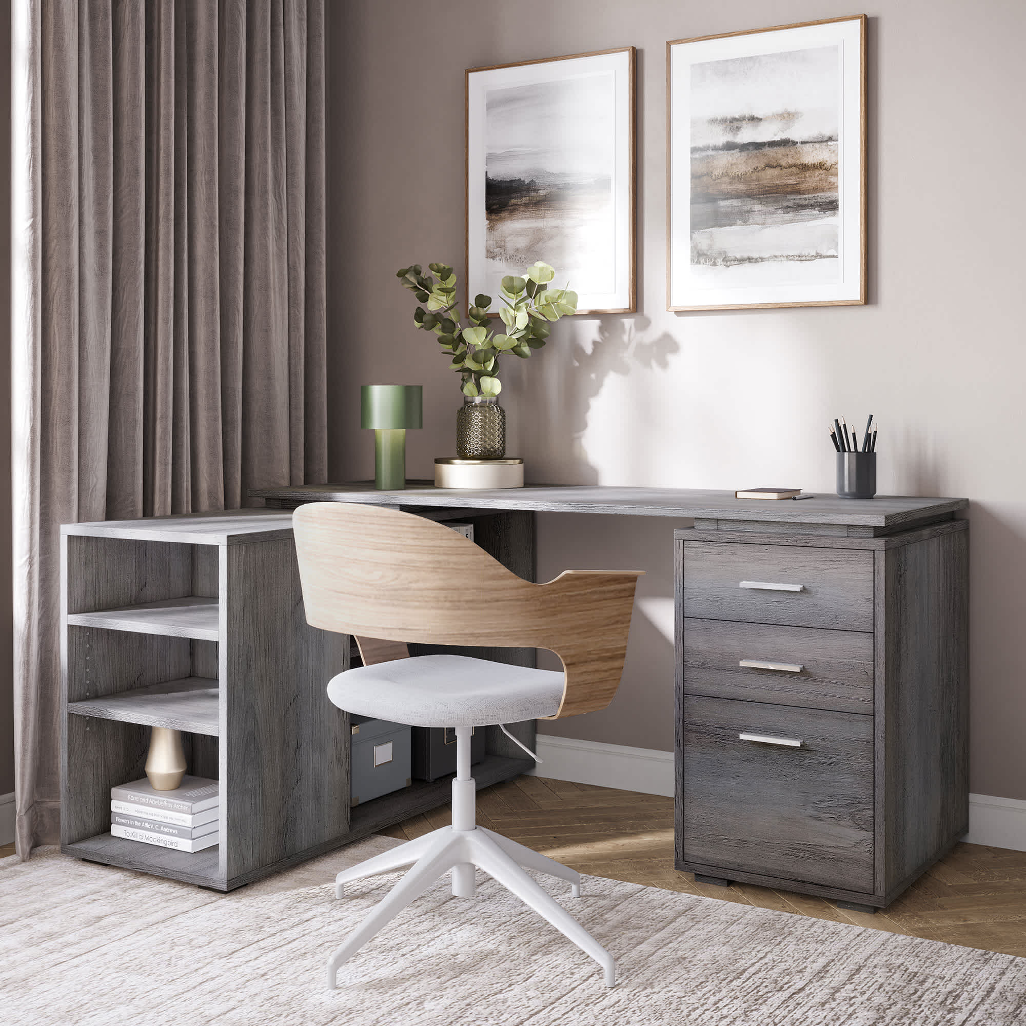 Belleze Modern L Shaped Computer Desk Home Office Corner Workstation ...
