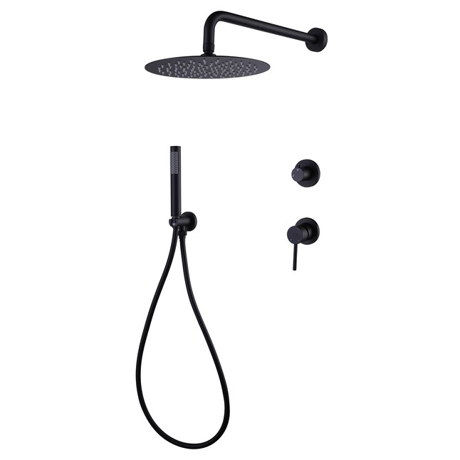 Wellfor Concealed Valve Showers System Matte Black Dual Head Built In