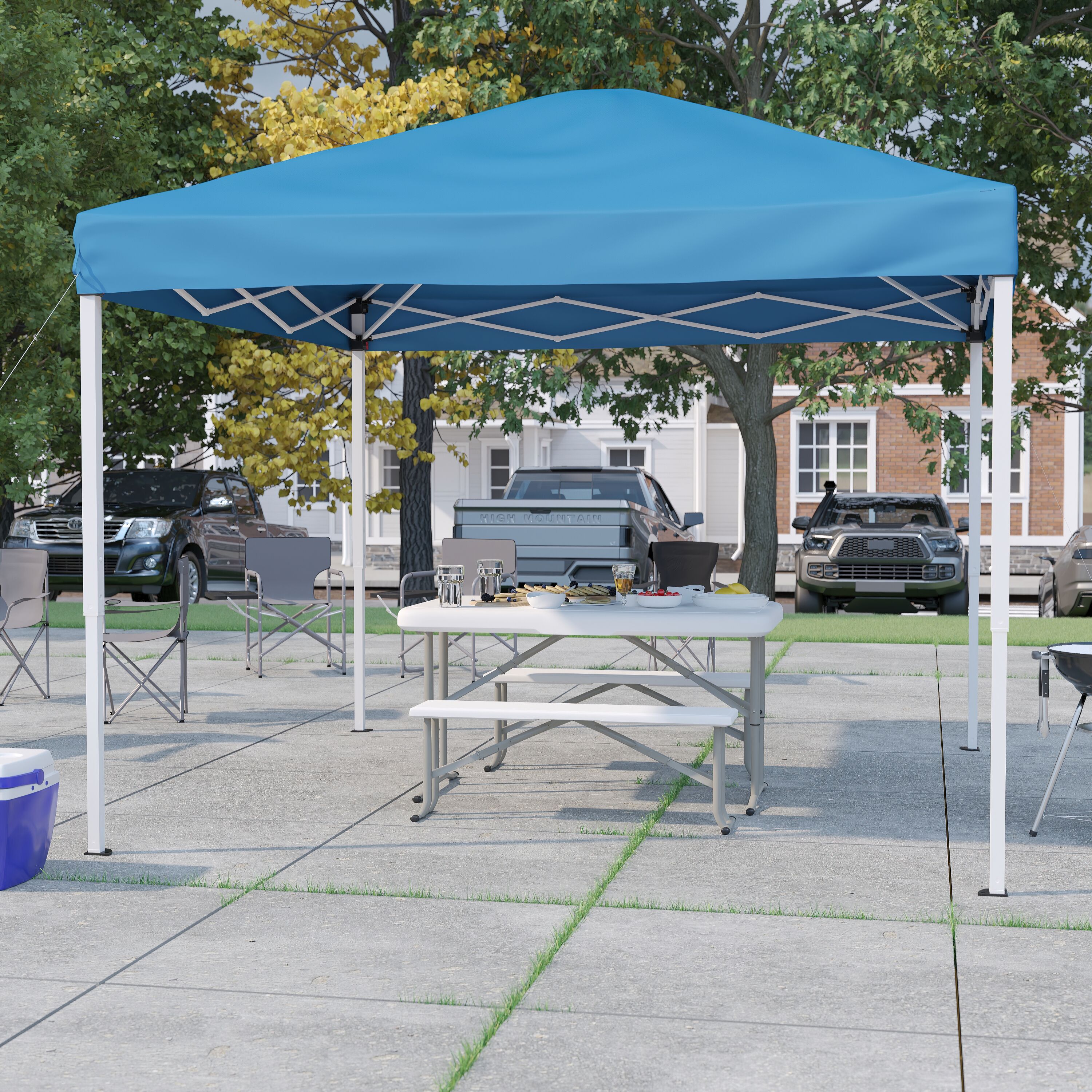 Emma + Oliver 10-ft x10-ft Blue Pop Up Event Canopy Tent with Carry Bag ...