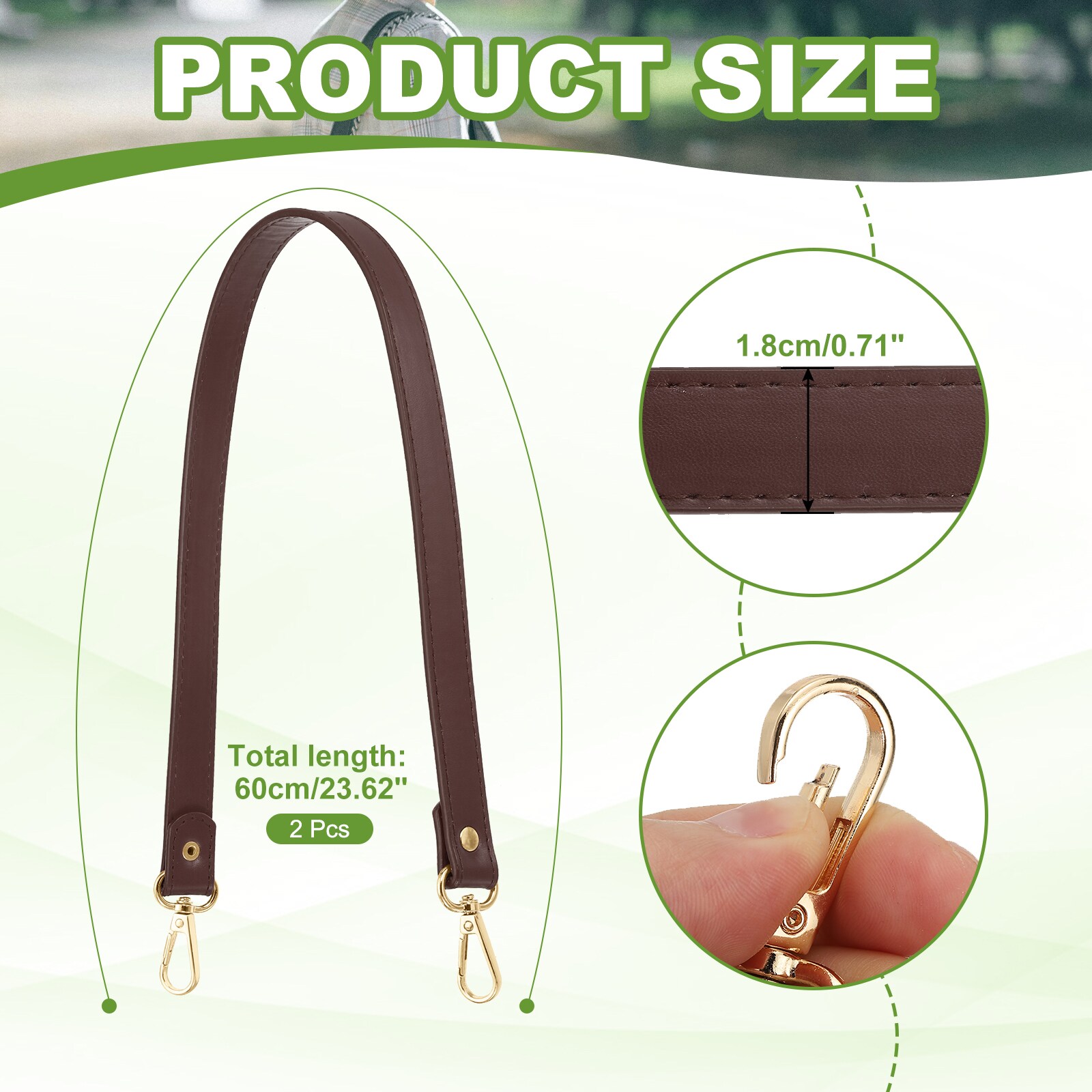 Unique Bargains Leather Purse Strap Replacement PU Short Bag Handles ...