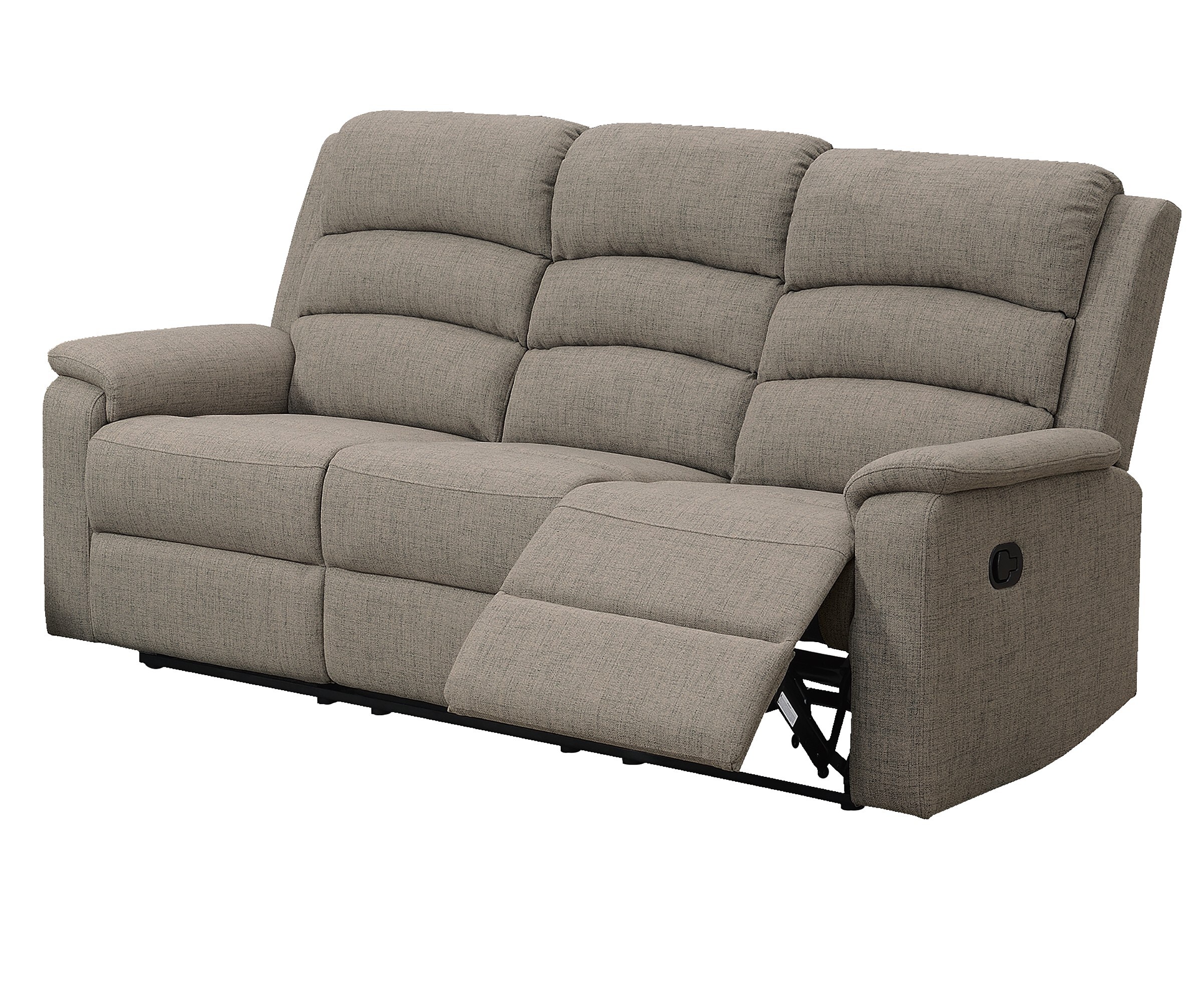 LUXEYARD Modern Light Brown Color Burlap Fabric Recliner Motion Sofa ...