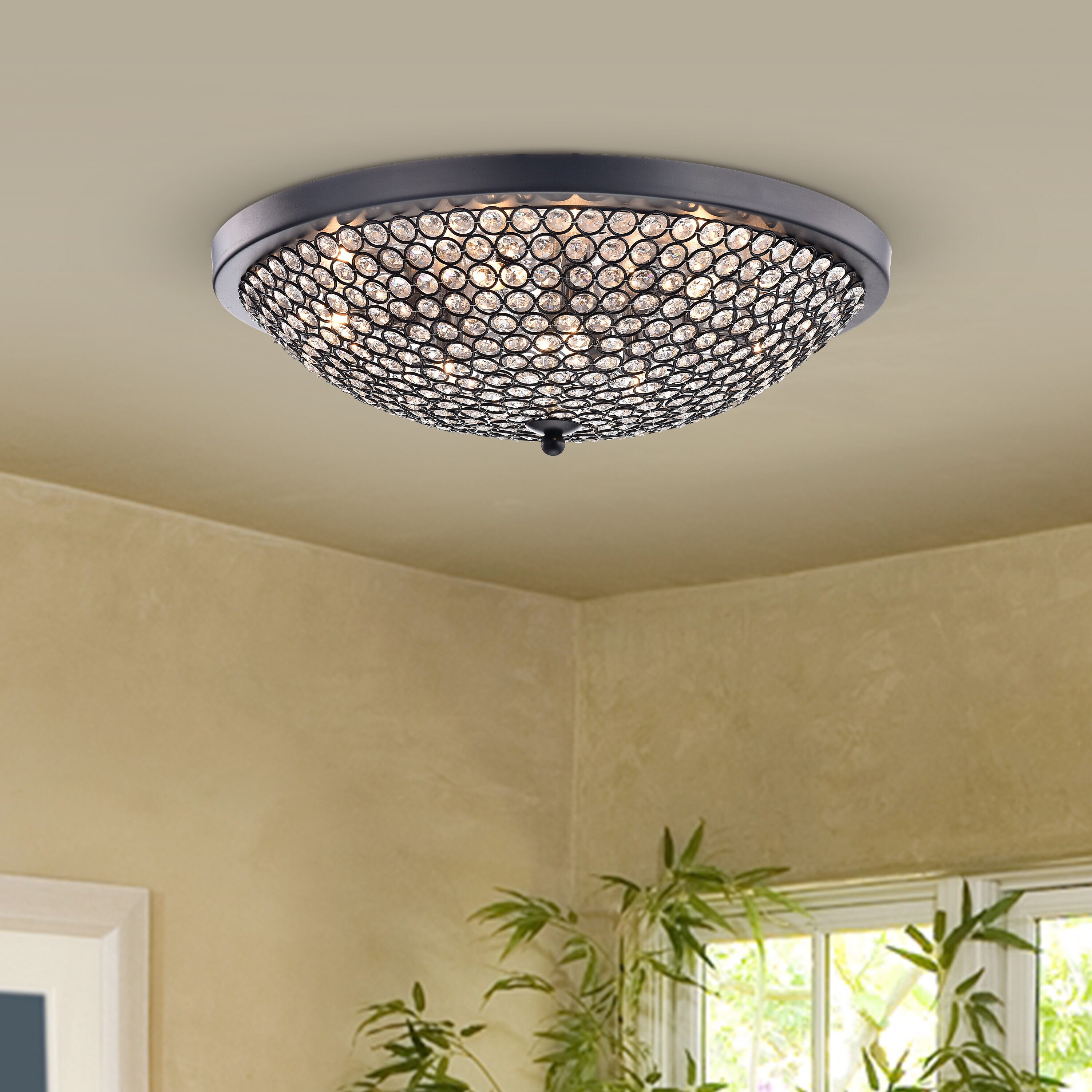Greenville Signature 18.9-in Antique Bronze/Clear Metal Ceiling Light ...