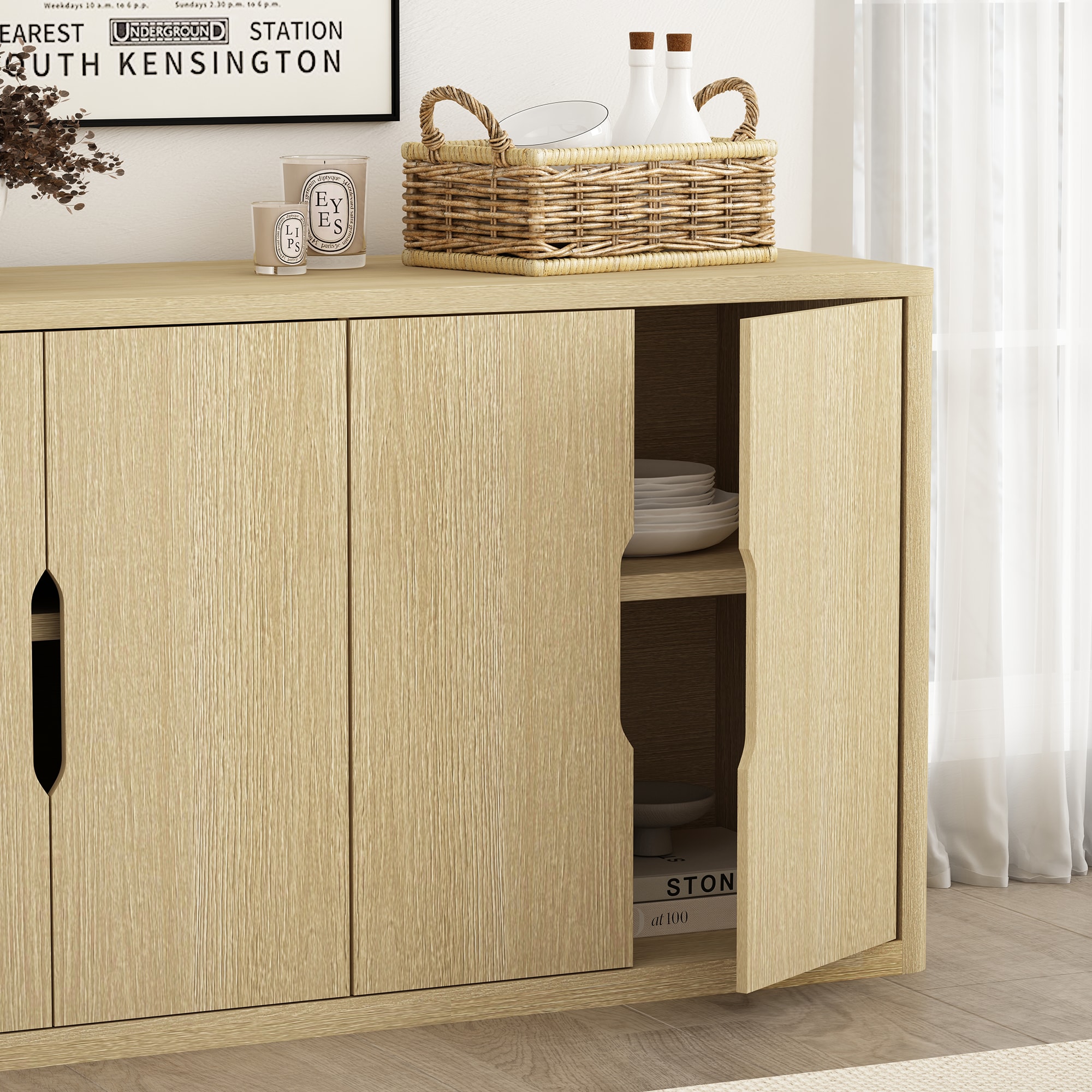 Manhattan Comfort Rivington Contemporary/Modern Neutral Sideboard in ...