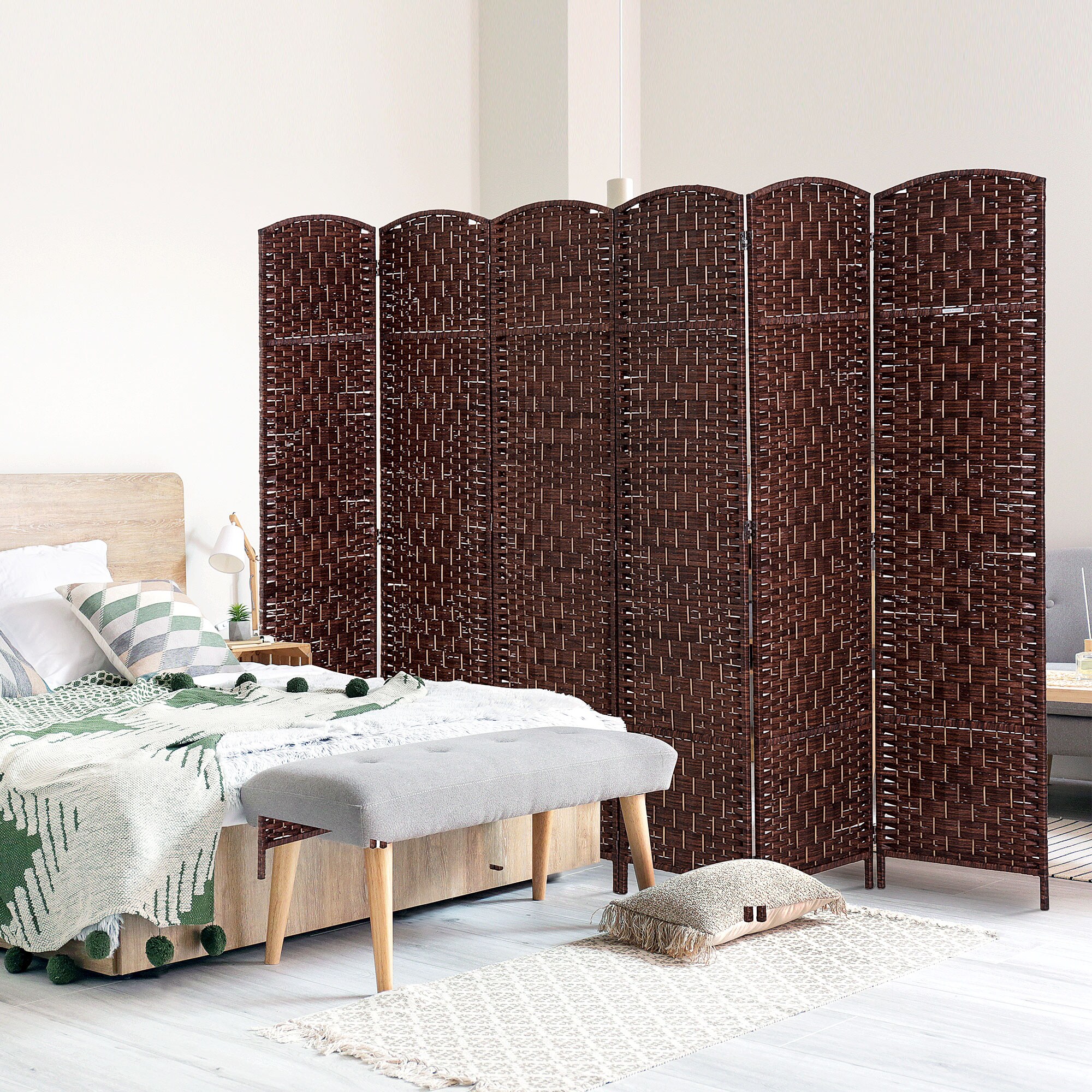 HomCom Room Divider 6 Panel Folding Privacy Screen 6FT Tall Portable ...